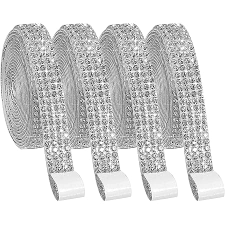 QincLing 4 rouleaux de ruban diamant autocollant cristal strass ruban ...