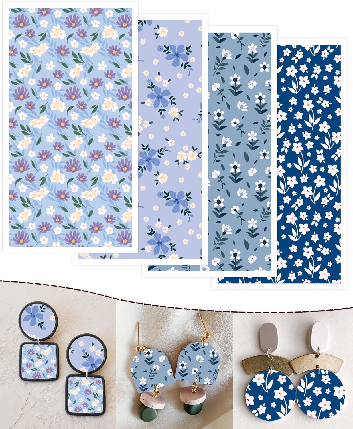 Amazon.com : Puocaon Polymer Clay Transfer Paper - Blue Flower and ...