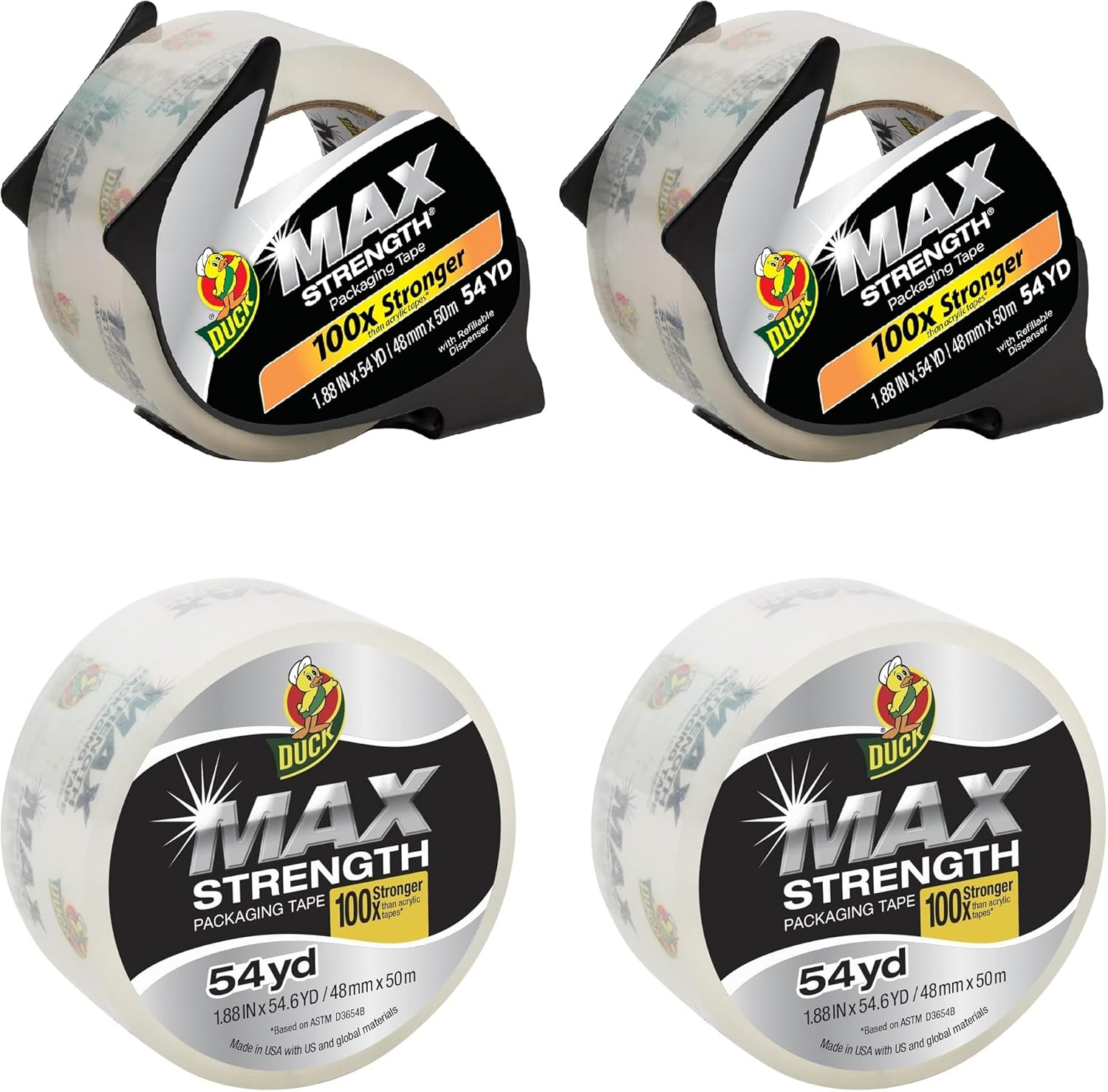 Amazon.com : Duck Max Strength Packaging Tape, Maximum Strength Heavy ...