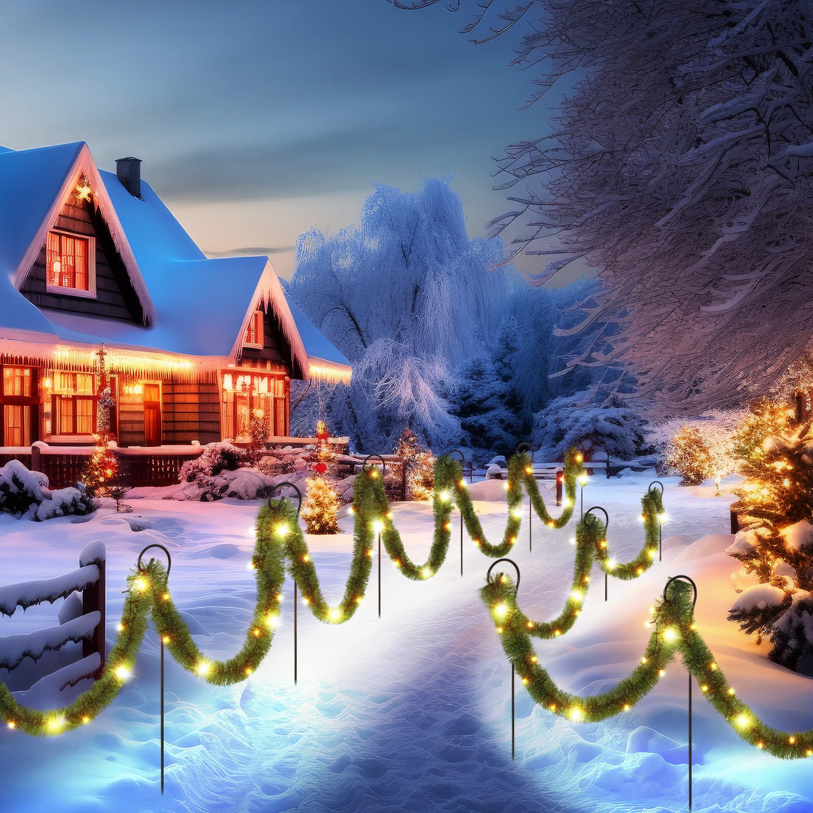 Amazon.com: Daifunli Christmas Pathway Lights Outdoor 50 ft Solar ...