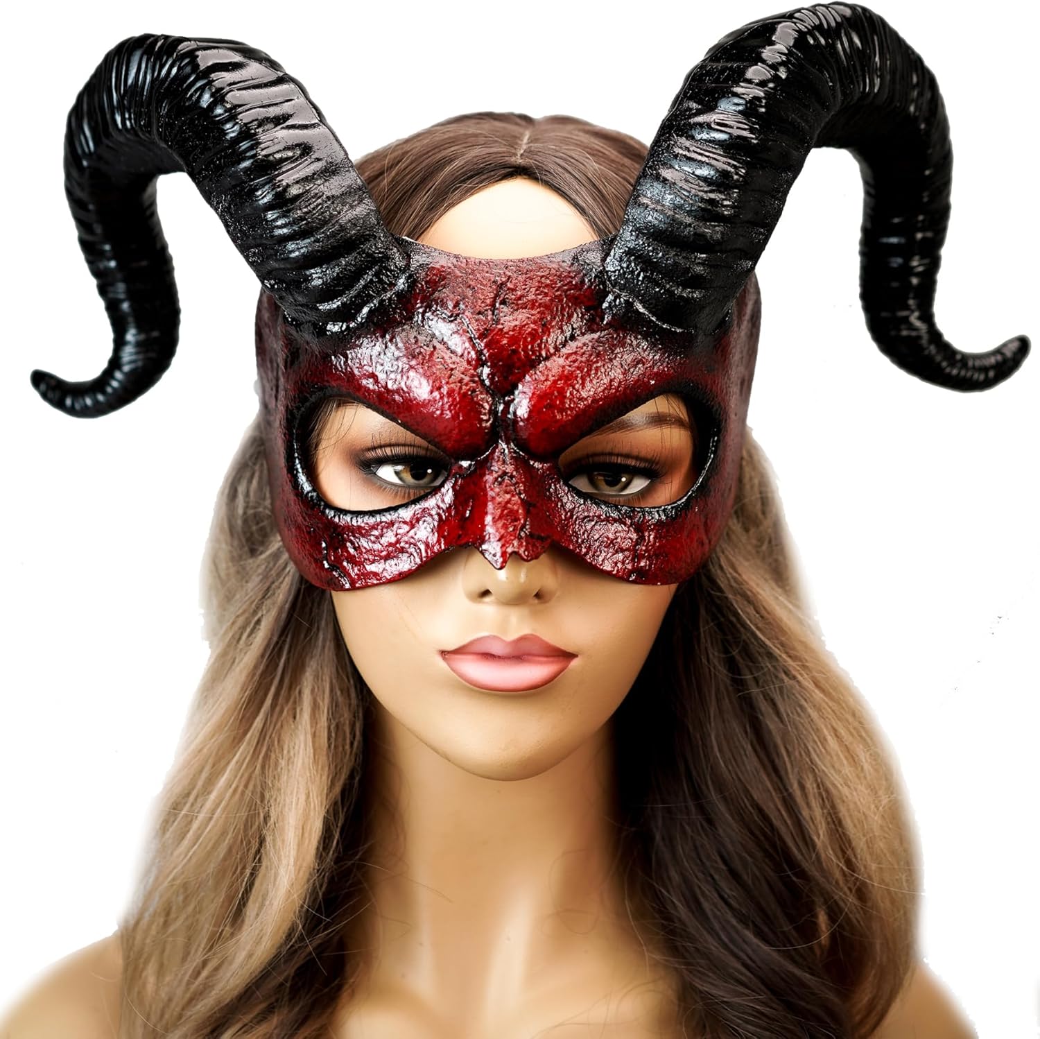Amazon.com: Devil Horns Masquerade Mask for Men Halloween Cosplay Ram ...