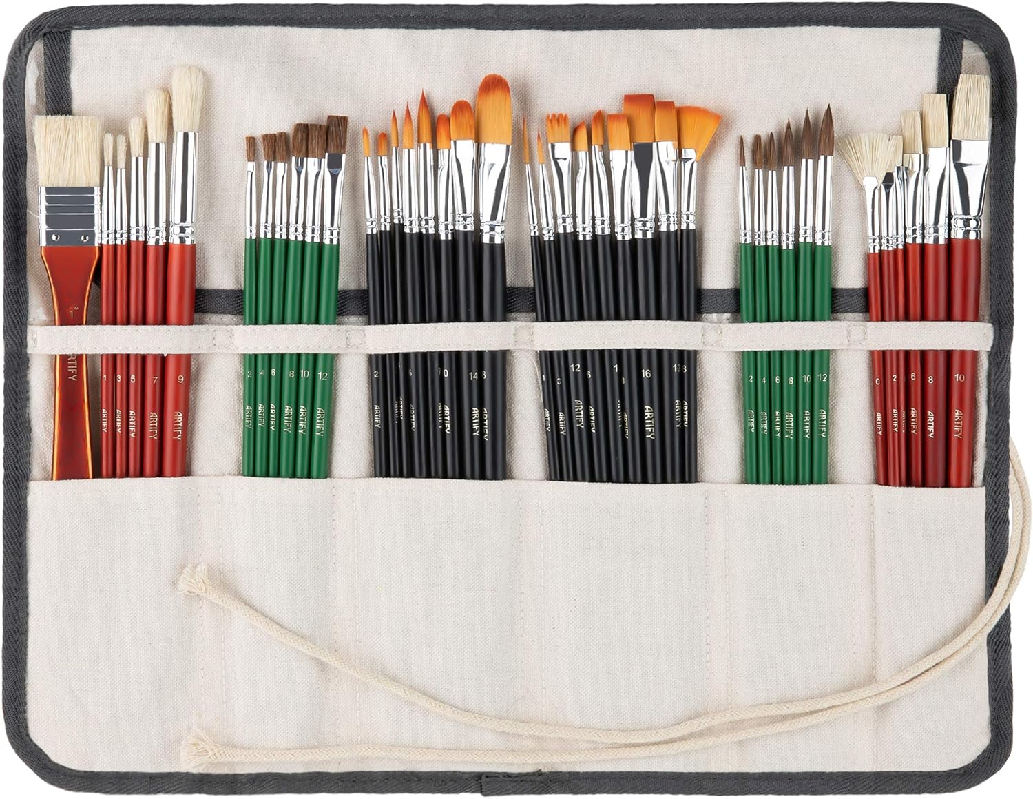 Amazon.com: ARTIFY 41 Pcs Expert Series Long Handle Paint Brushes Art ...