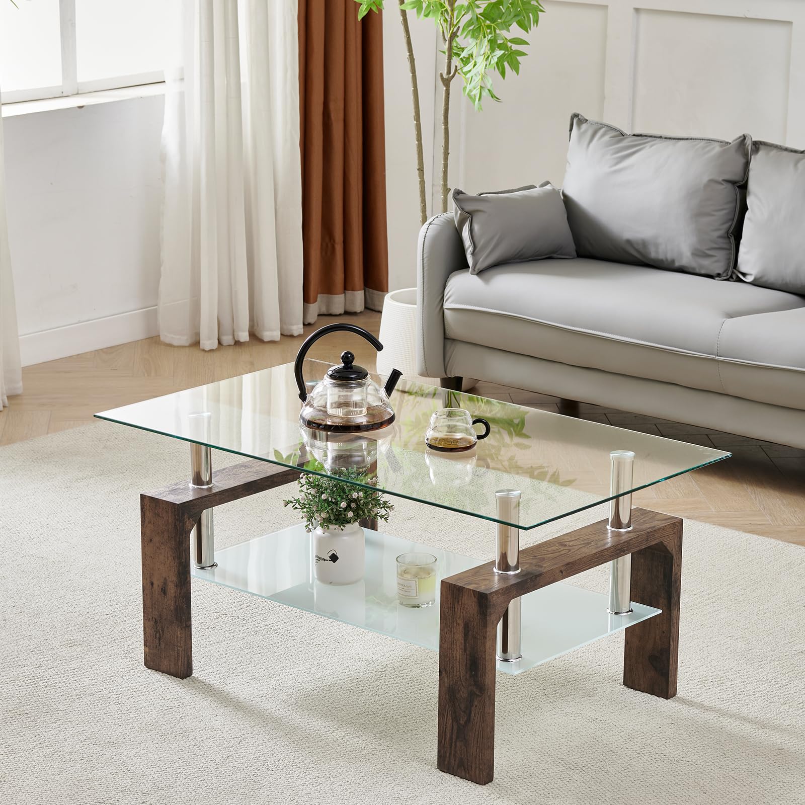 Amazon.com: Living Room Rectangle Coffee Table, Tea Table Suitable for ...