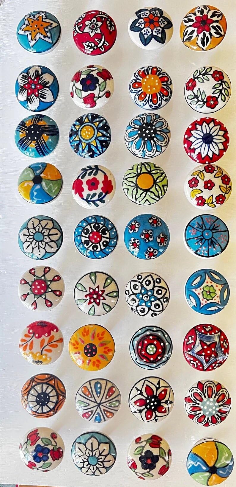 Hand Painted Knobs Ceramic Cabinet Drawer Pull Knobs (Flat Multi Color knobs) - Amazon.com