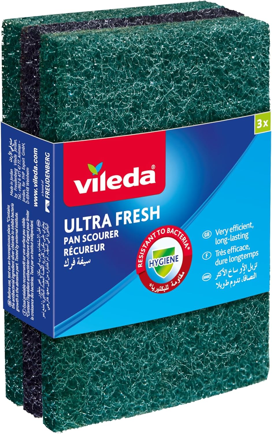Vileda, Ultra Fresh Pan Scourer, 3 Layer Pads, Black/Green, BSH305M ...
