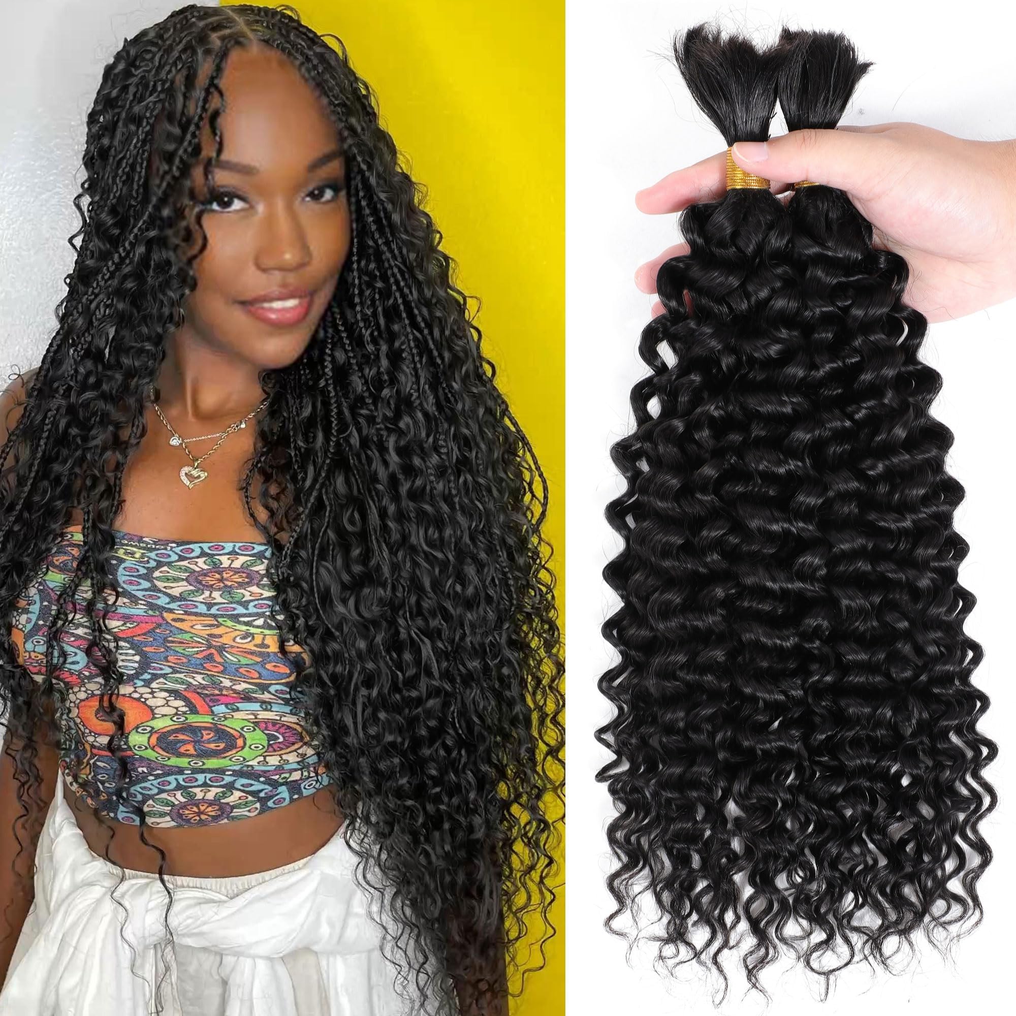 Amazon.com : Afrodiva Human Braiding Hair for Boho Braids 18 Inch Deep ...