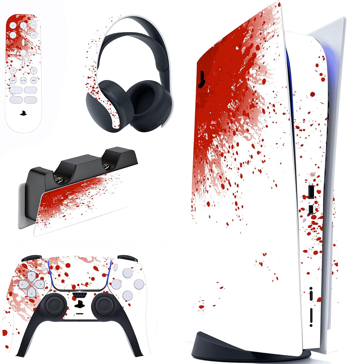 Amazon.com: PlayVital Blood Splash Full Set Skin Decal for ps5 Console ...