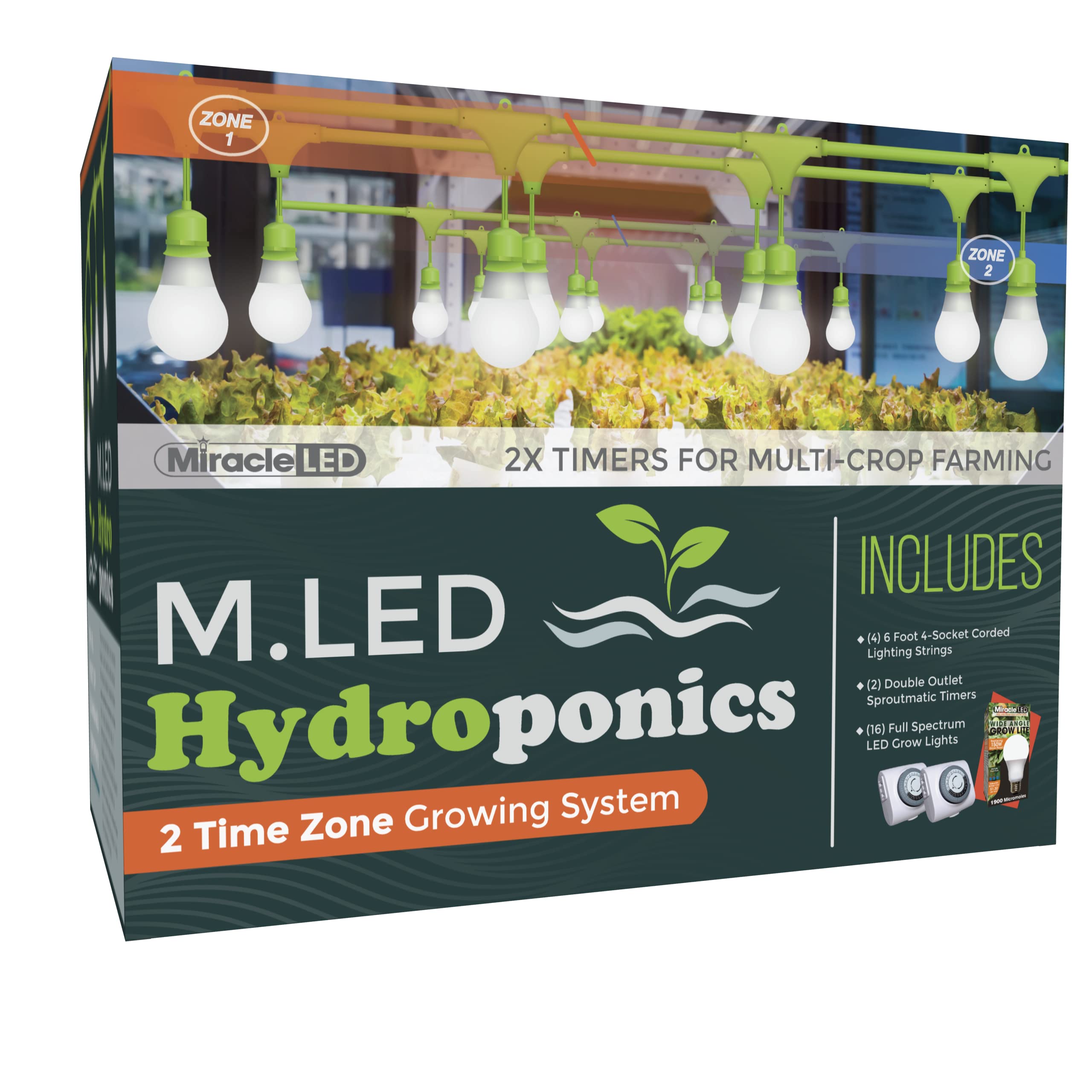 Miracle LED 2-Time Zone Hydroponics Indoor Growing System - Includes 8 ...