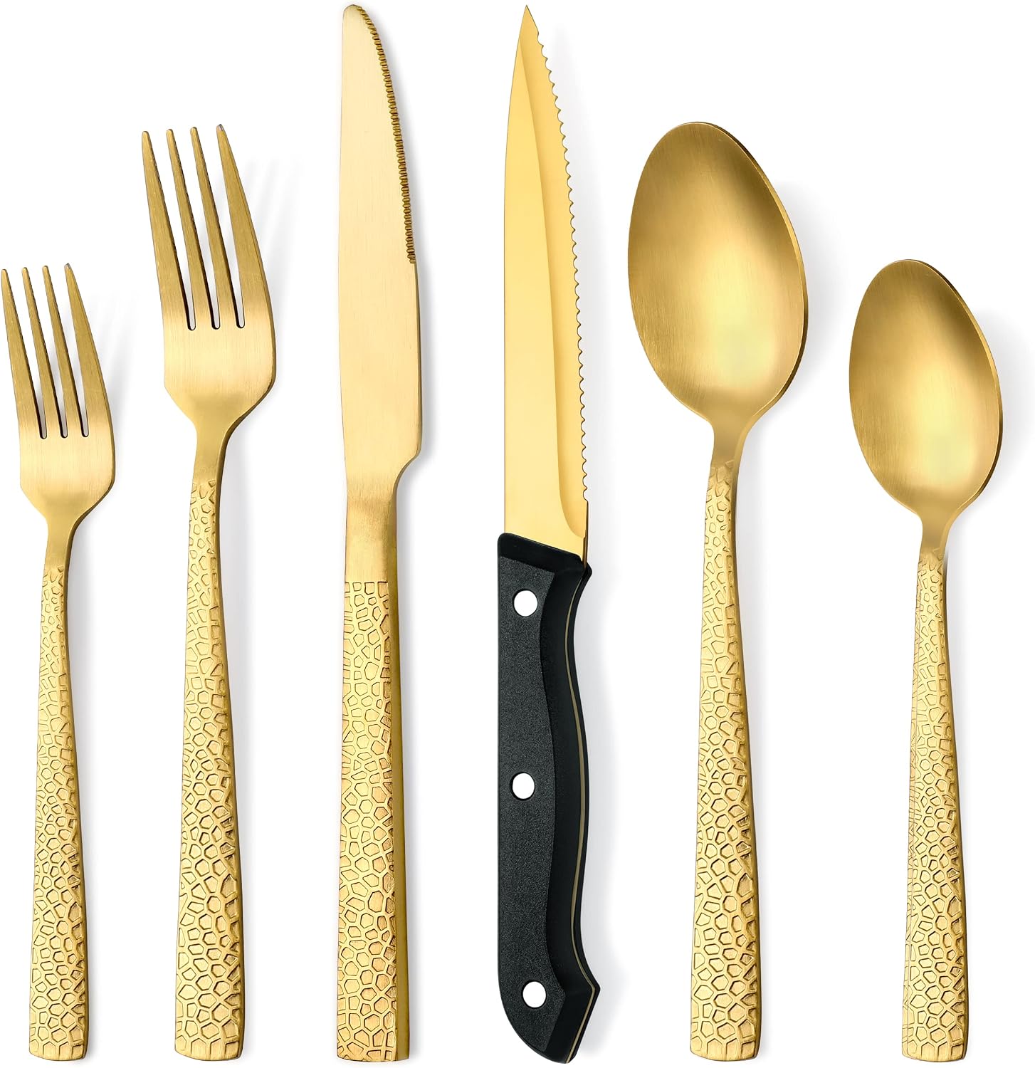 Amazon.com | Hammered Gold Silverware Set, OGORI 48-Piece Food Grade ...