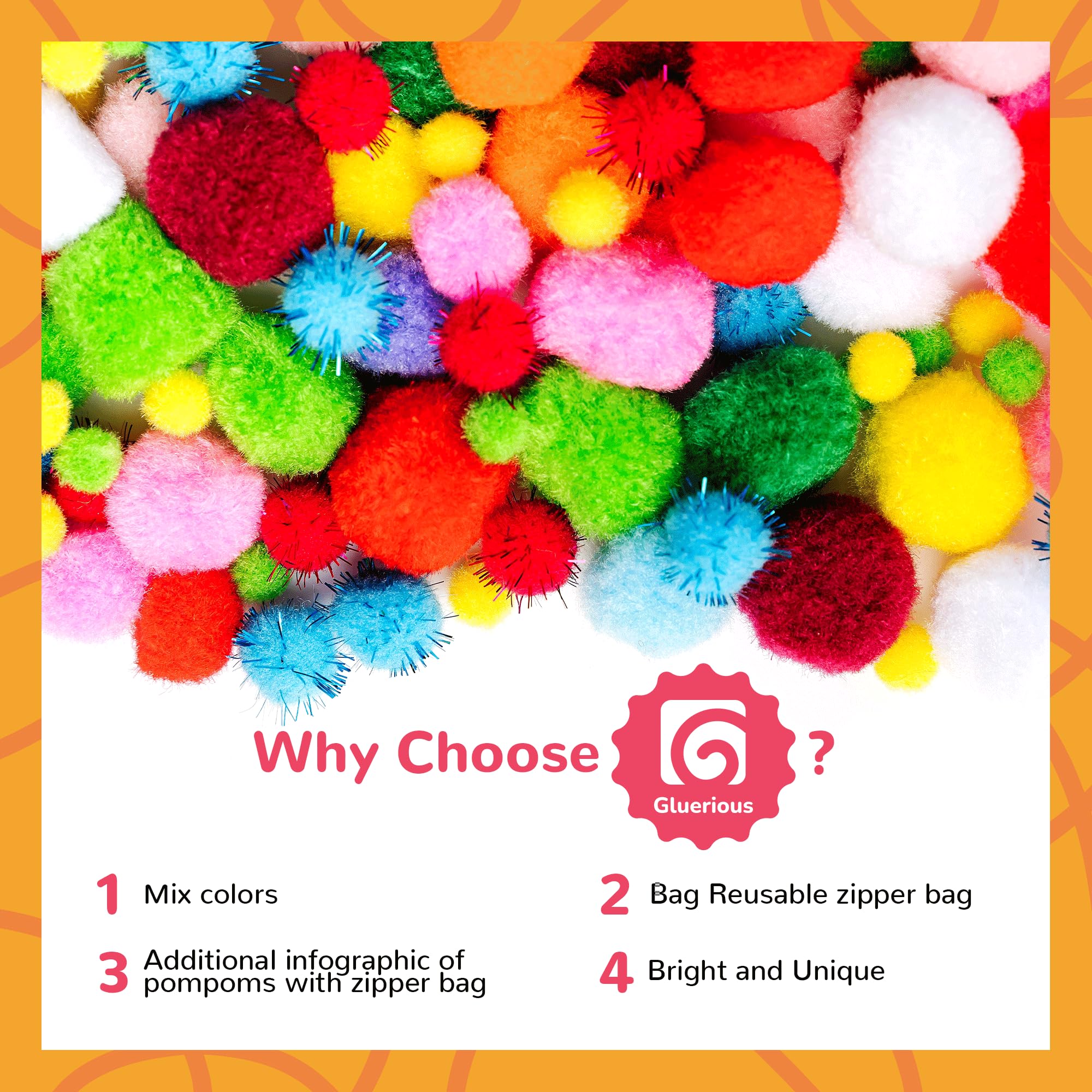 Snapklik.com : 1200pcs Pom Poms For Crafts - Colorful Puffballs 1cm-3cm ...