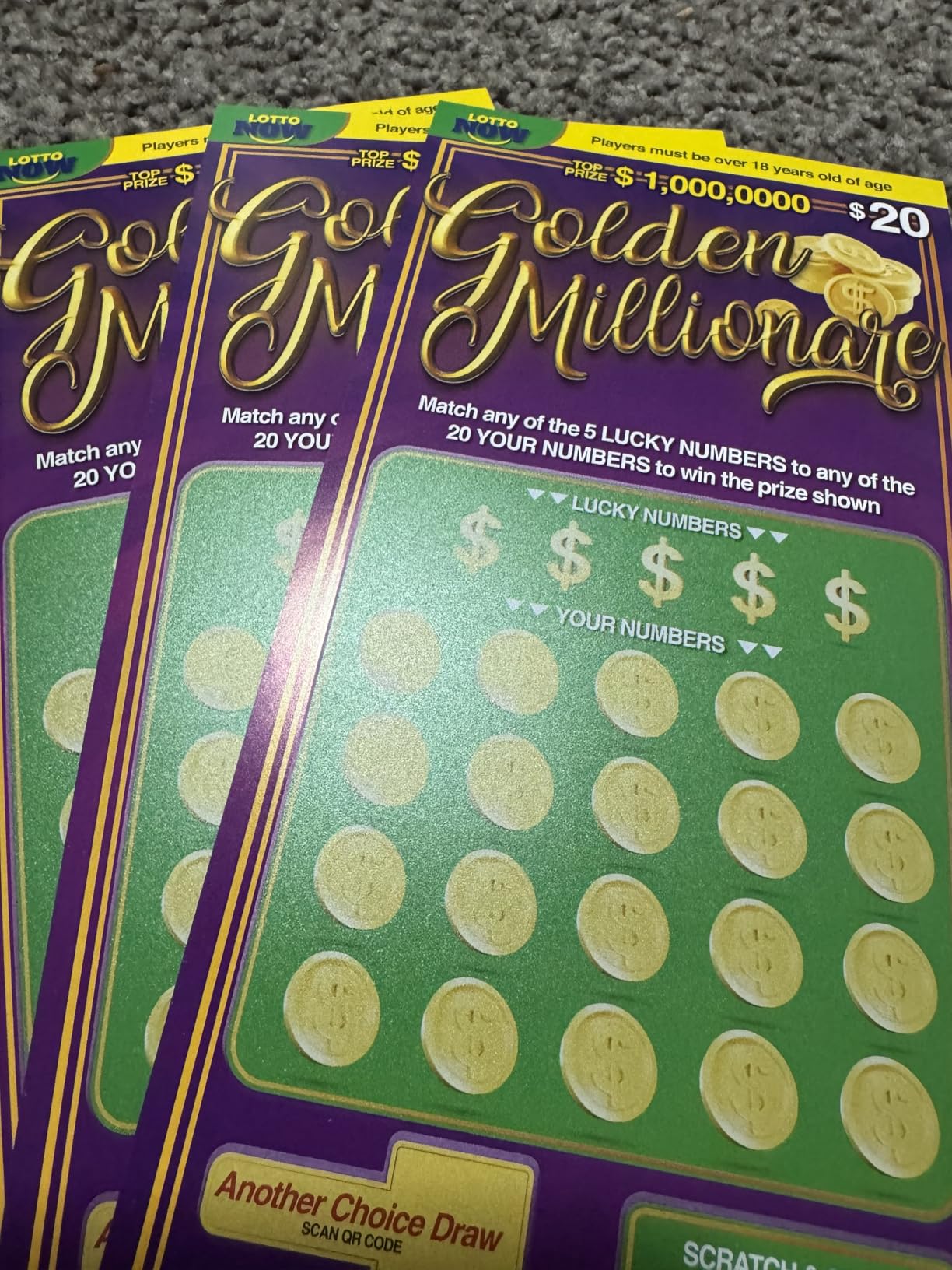 Golden Millionaire Fake Lottery Tickets (4 Pack) - Realistic Scratchies ...