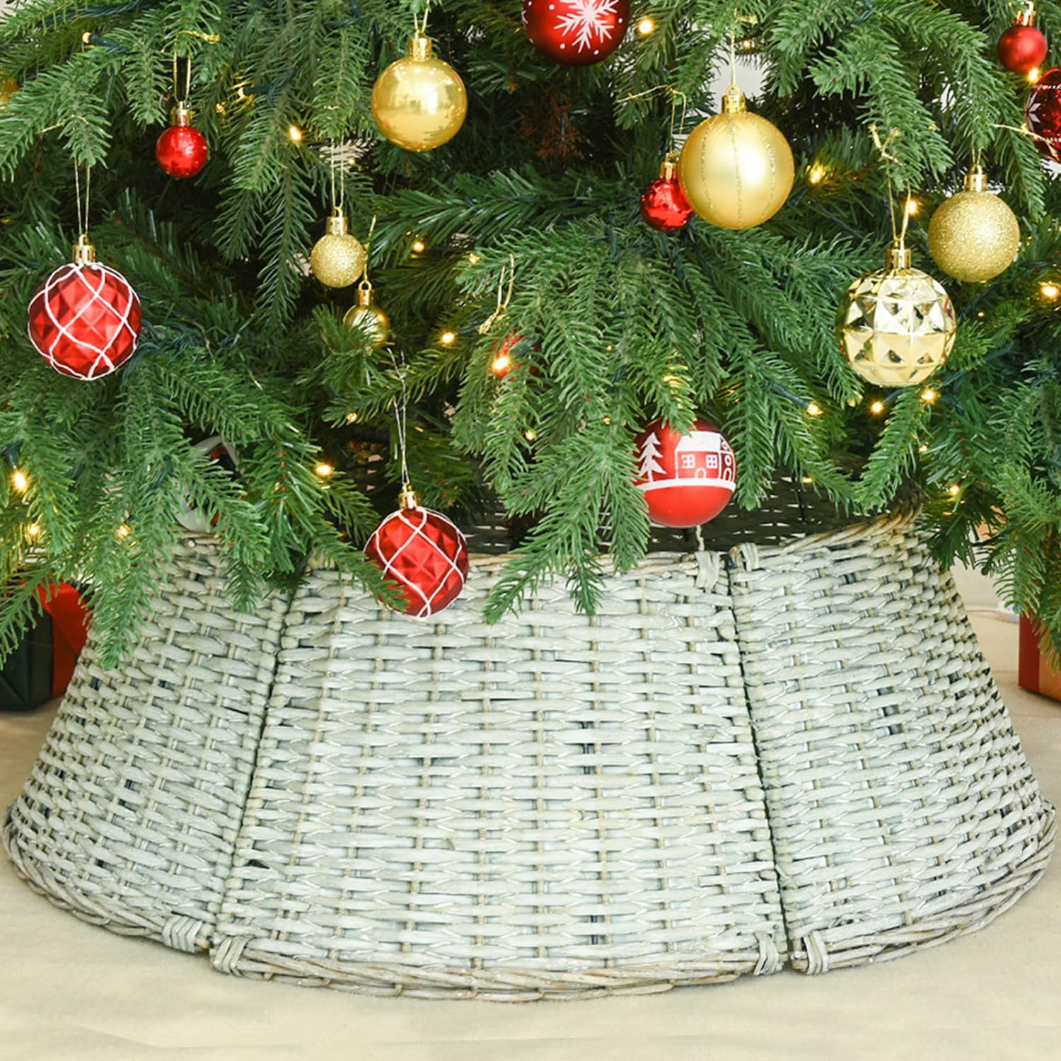Amazon.com: Rocinha Christmas Tree Collar Natural Wicker Tree Collar ...
