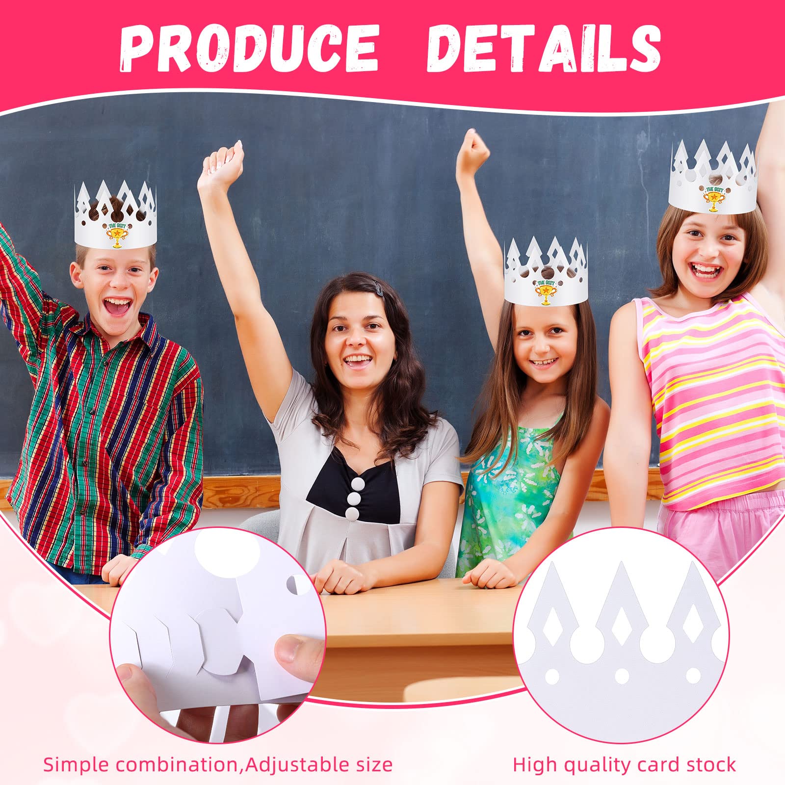 Snapklik.com : 200 Pcs White Paper Crowns DIY Birthday Party Crowns For ...