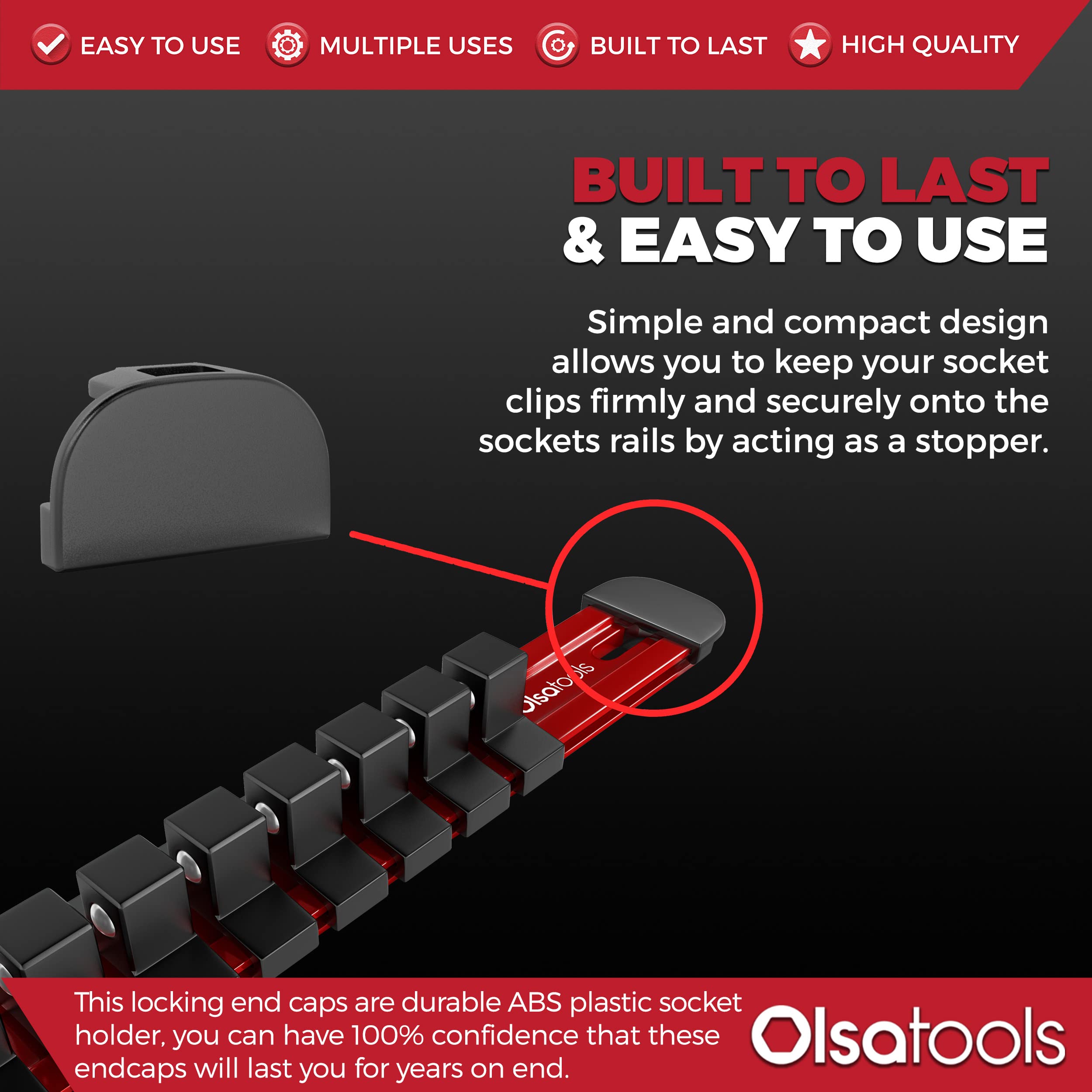 Snapklik.com : Aluminum Socket Holder ABS Locking End Caps Fits 1/4-Inch