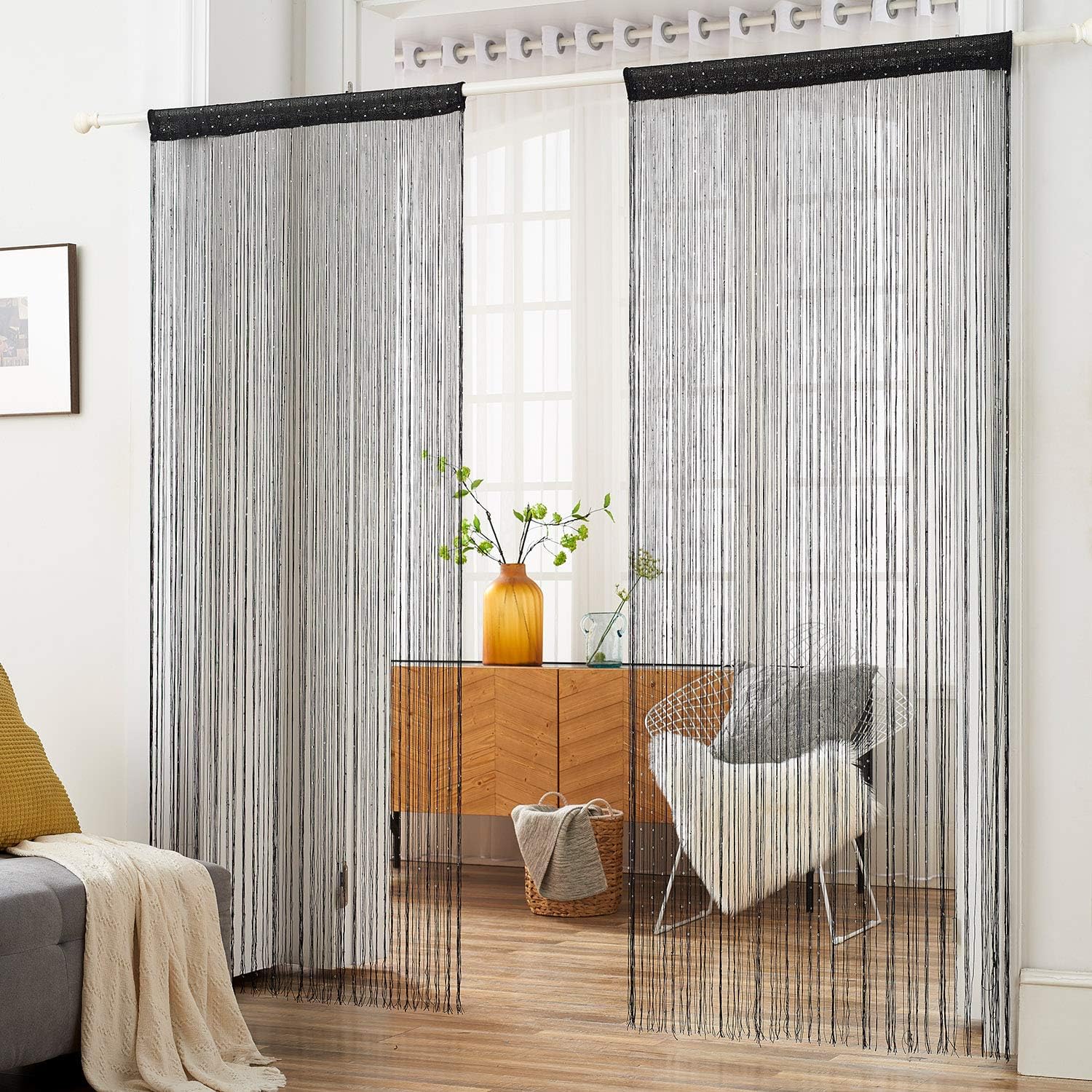 HSYLYM String Curtain with Sequins Sparkle Polyester,Perfect for Room ...