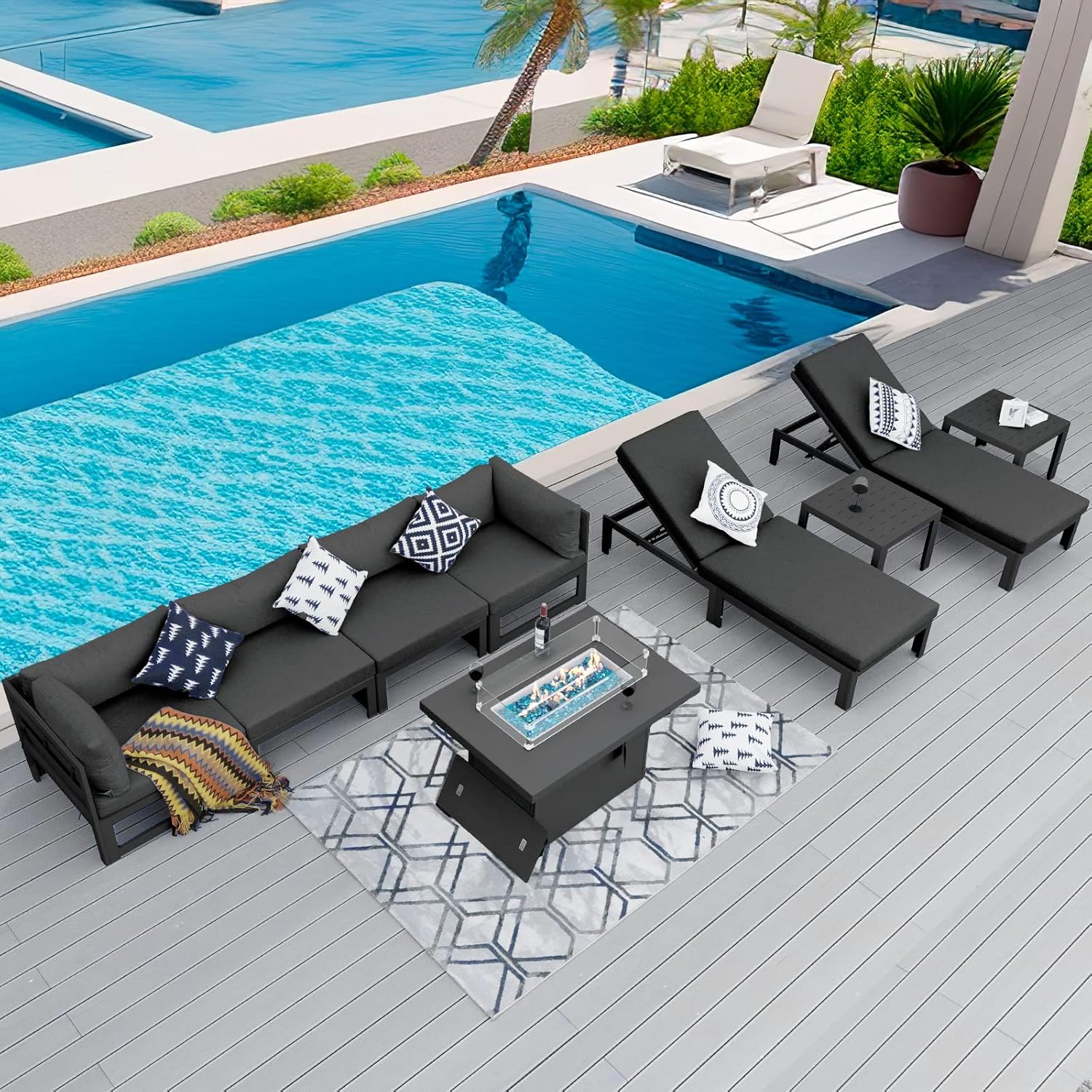 Amazon.com: NICESOUL® Aluminum Patio Furniture Set with Chaise Lounge ...
