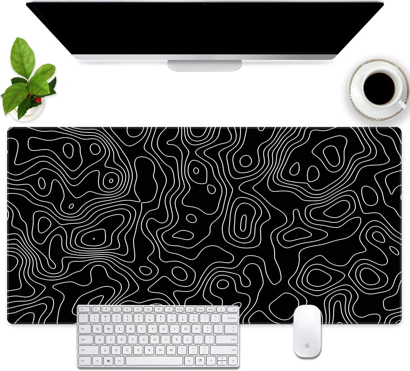 Amazon.com : Topographic Mouse Pad Long XL Black and White Extended ...