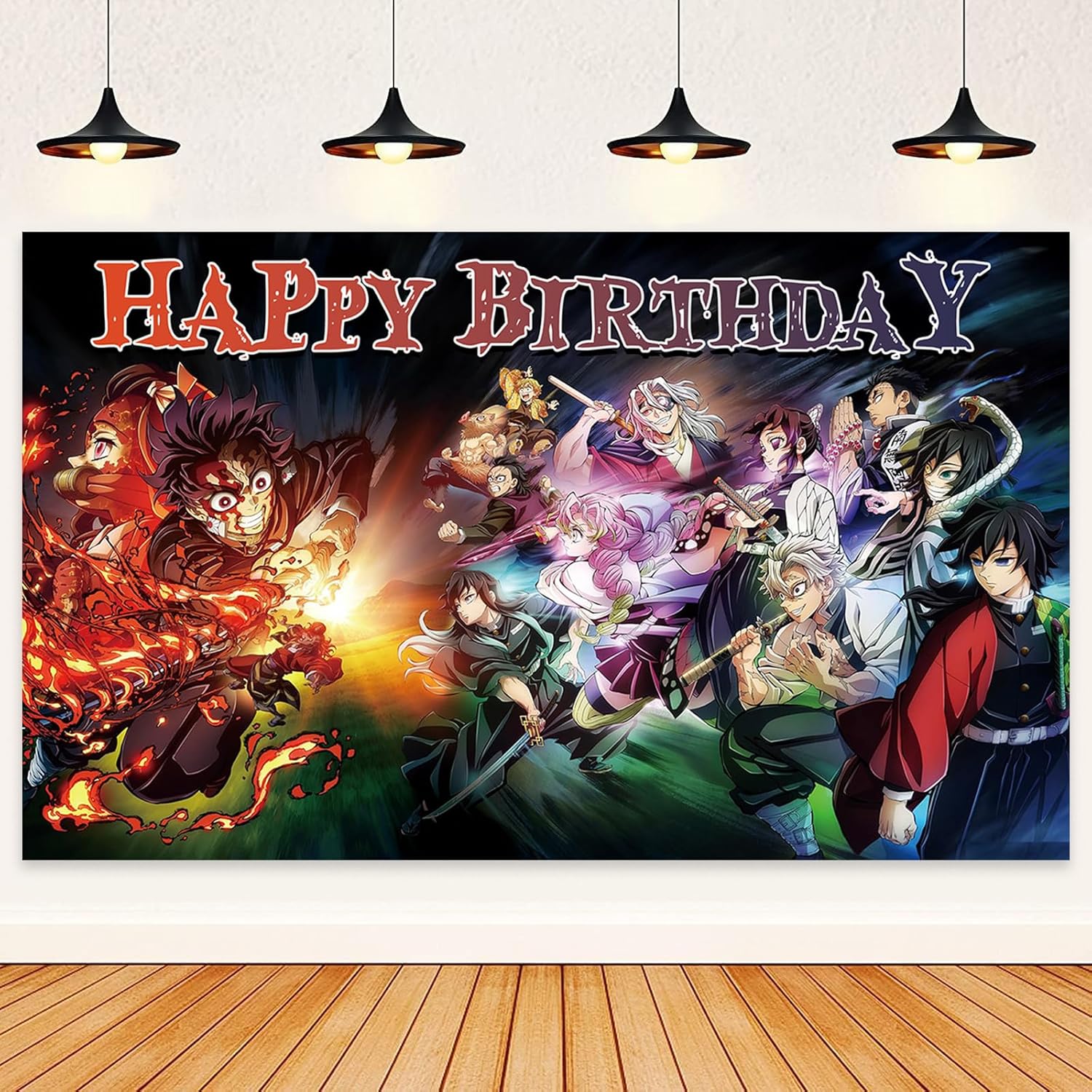 Amazon.com : Demon Background Slayer Birthday Decorations, Slayer Happy ...