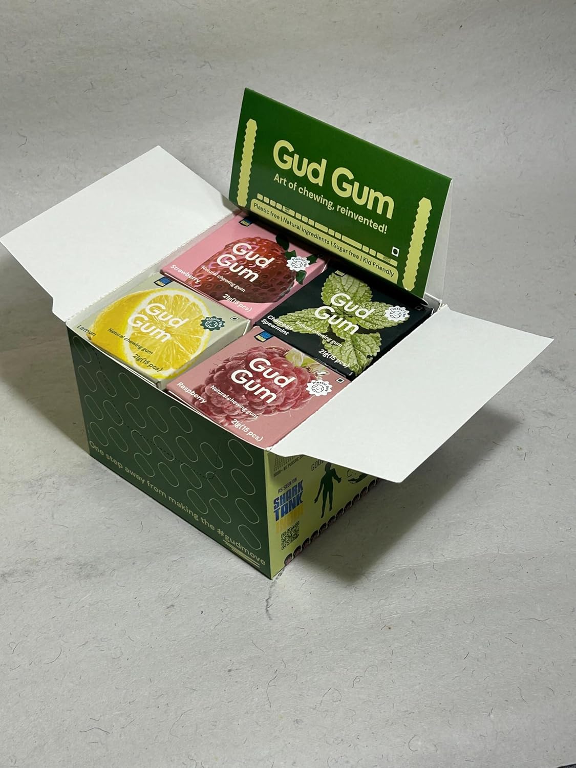 Gud Gum- Natural, Plastic Free Chewing Gum- 21g x 16 units - No added ...