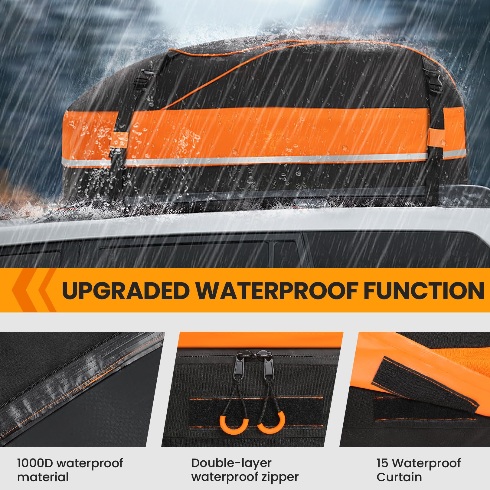Snapklik.com : Sailnovo Rooftop Cargo Carrier, 15 Cubic Waterproof Soft ...