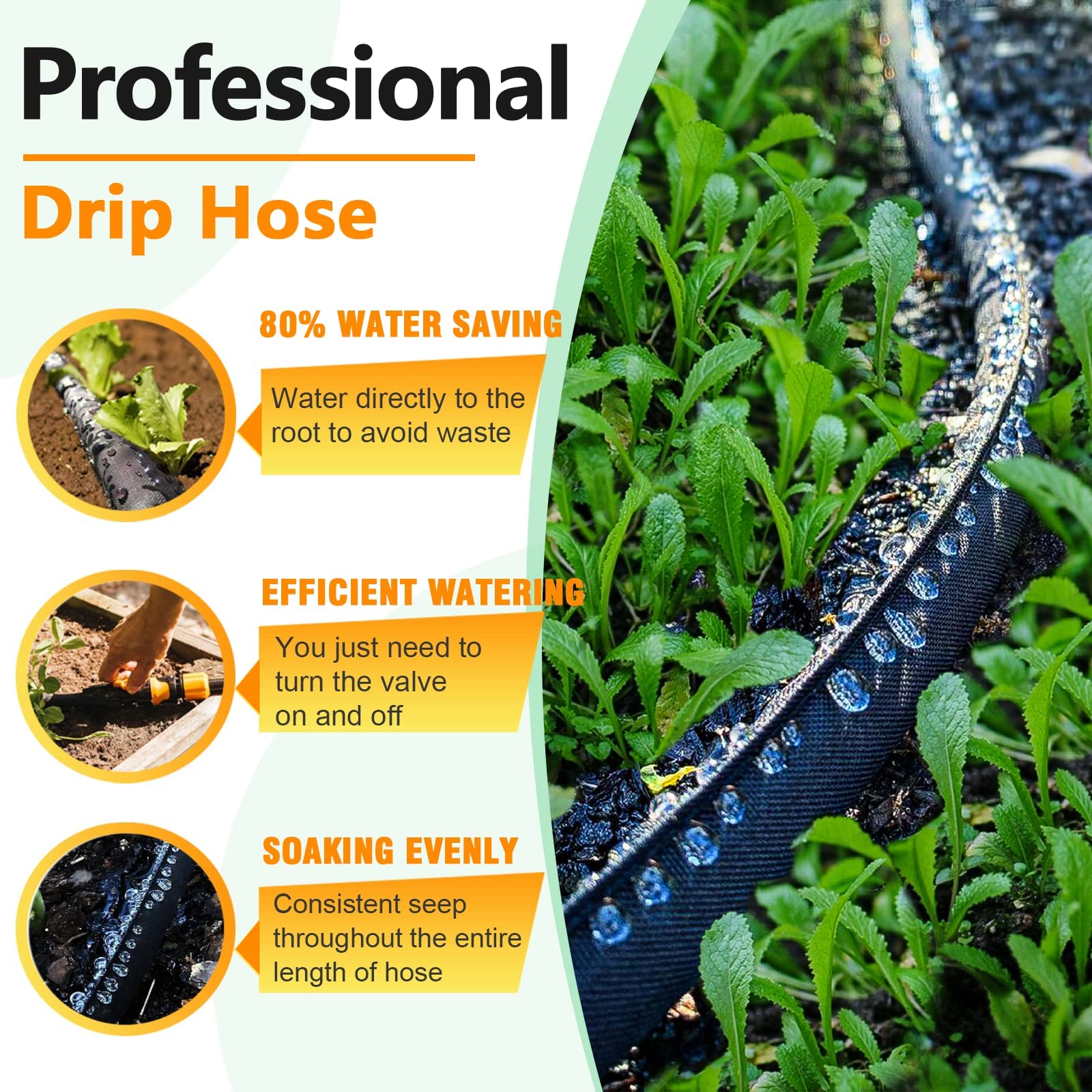 Snapklik.com : Soaker Hoses For Garden 50 FT, Heavy Duty Drip ...