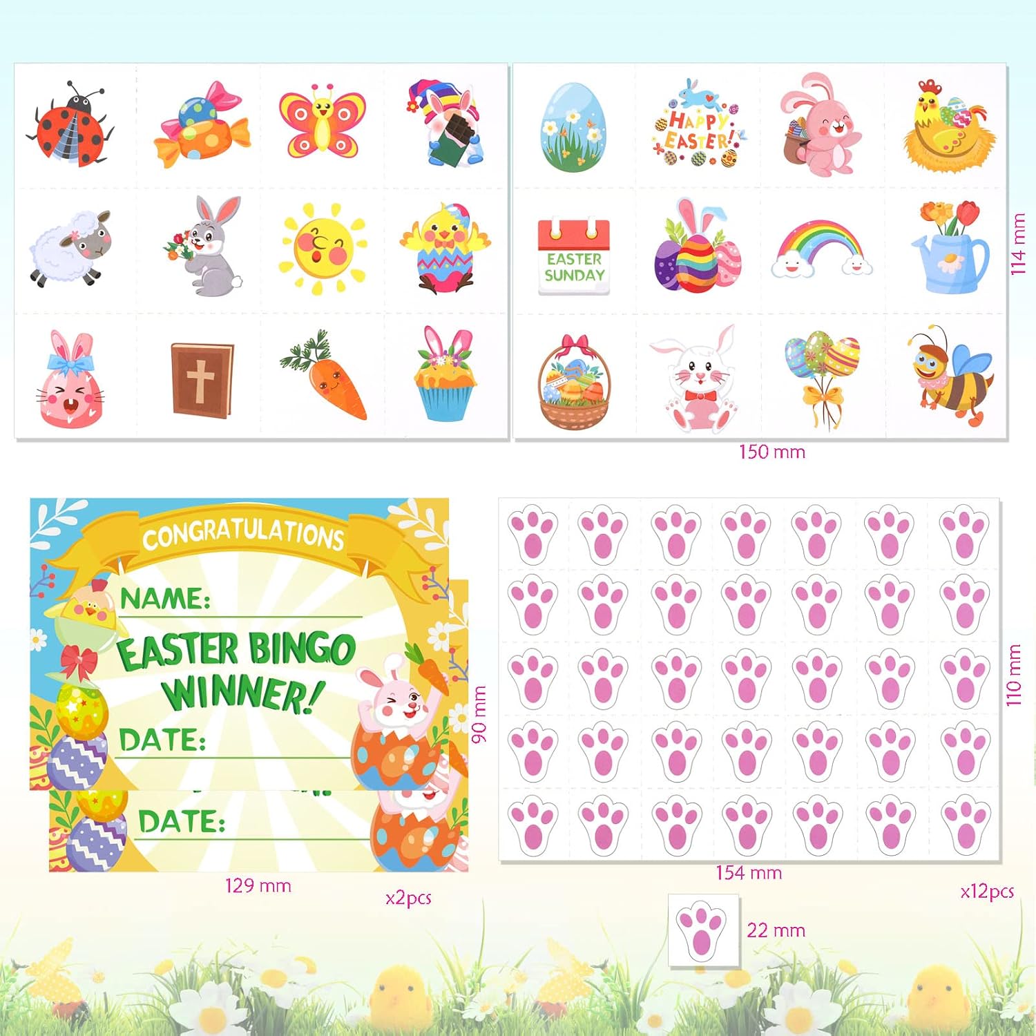 DPKOW Easter Bingo Game Set, Easter Bingo Game Cards for School ...