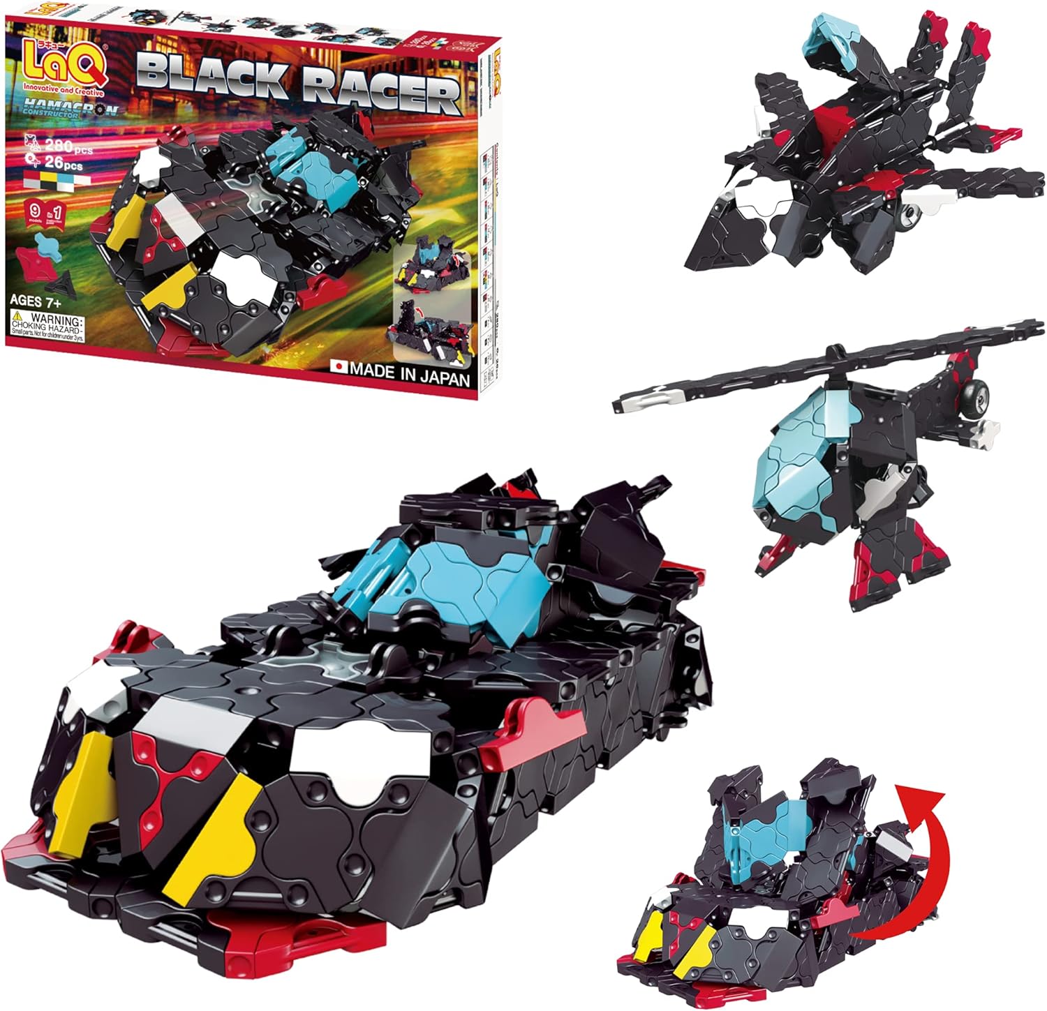 Amazon.com: LaQ Hamacron Constructor Black Racer | 306 Pieces | 9 ...