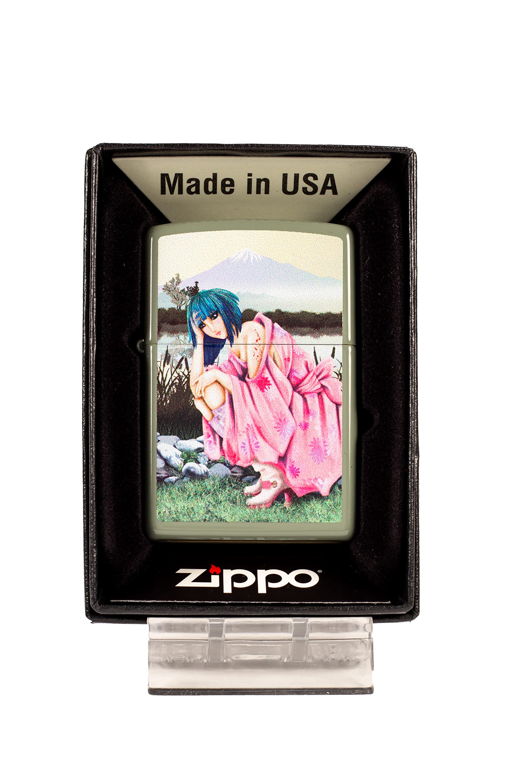 Amazon.com: Anime Girl in Boots Crouched and Mountain Scene - Classic ...