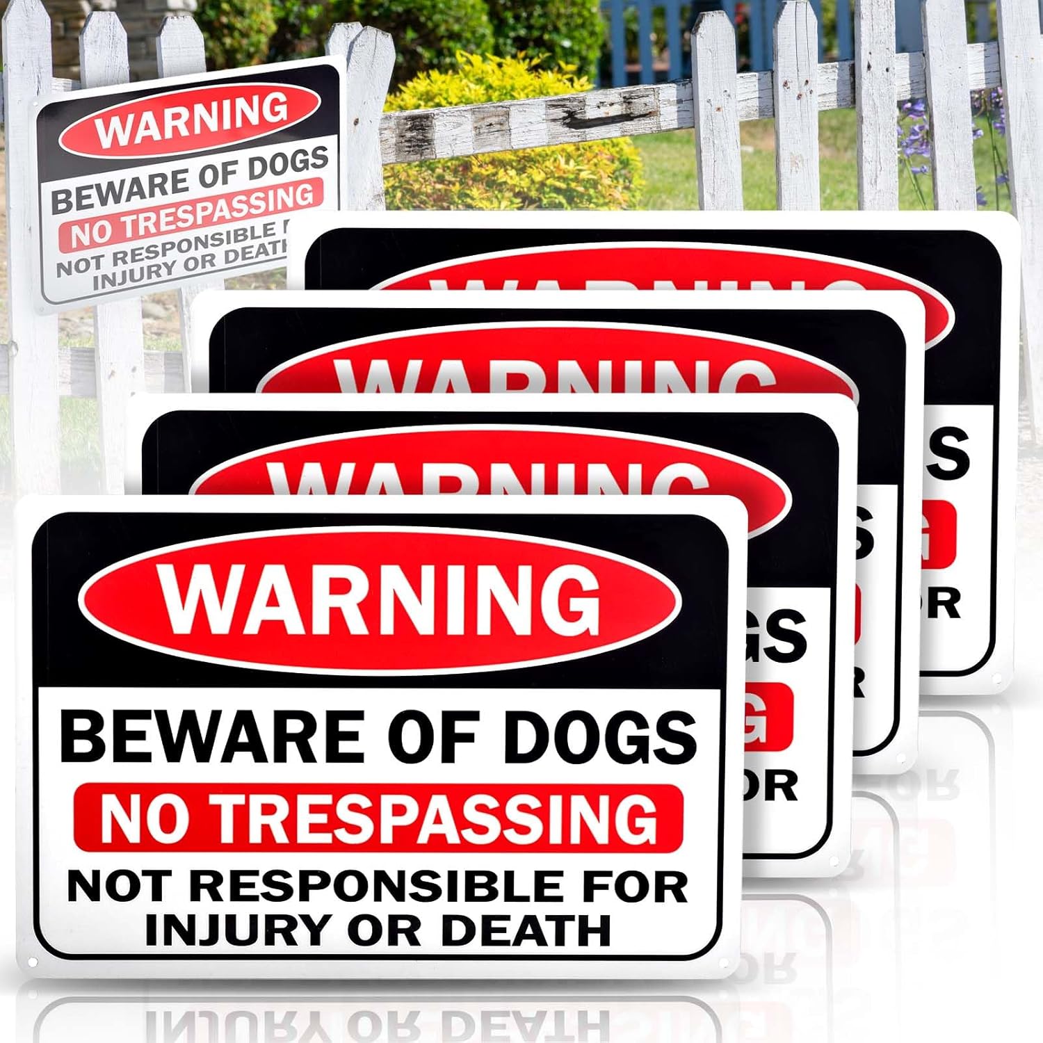 Amazon.com : Beware of Dog Signs 4 Pcs 12" x 8" Rust-Proof Dog Warning ...