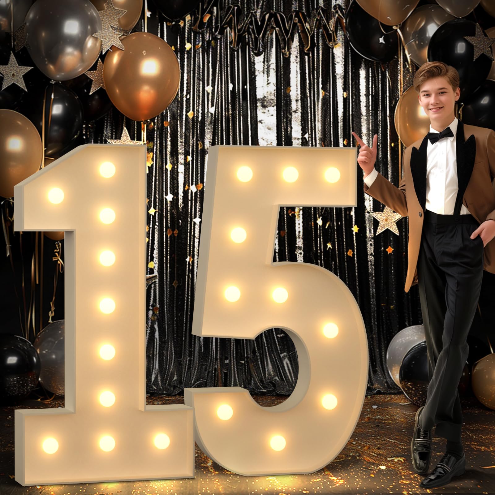 Amazon.com: 4FT Marquee Numbers 15 Light up Number 15th Birthday ...