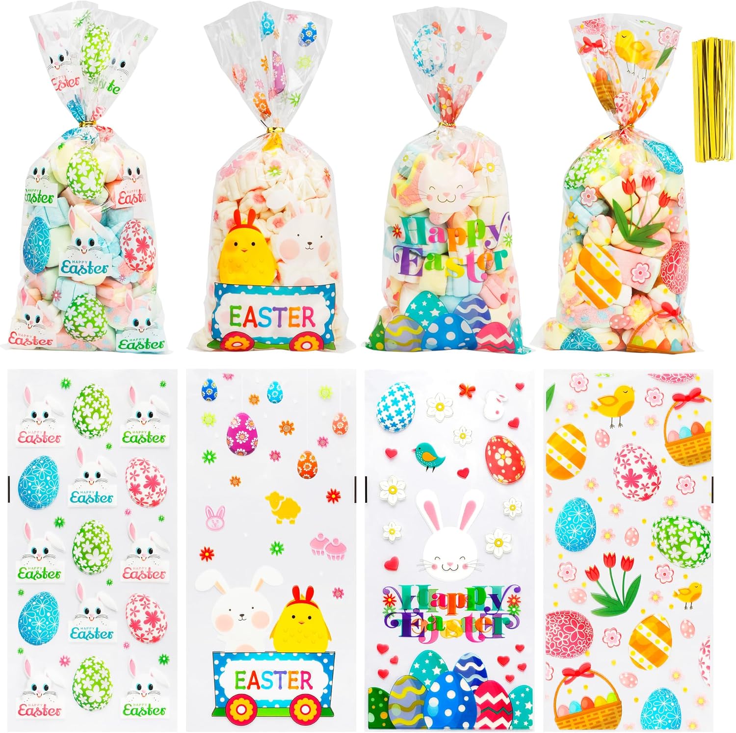 Amazon.com: Easter Treat Bags, Easter Bags, Easter Cellophane Bags, 200 ...