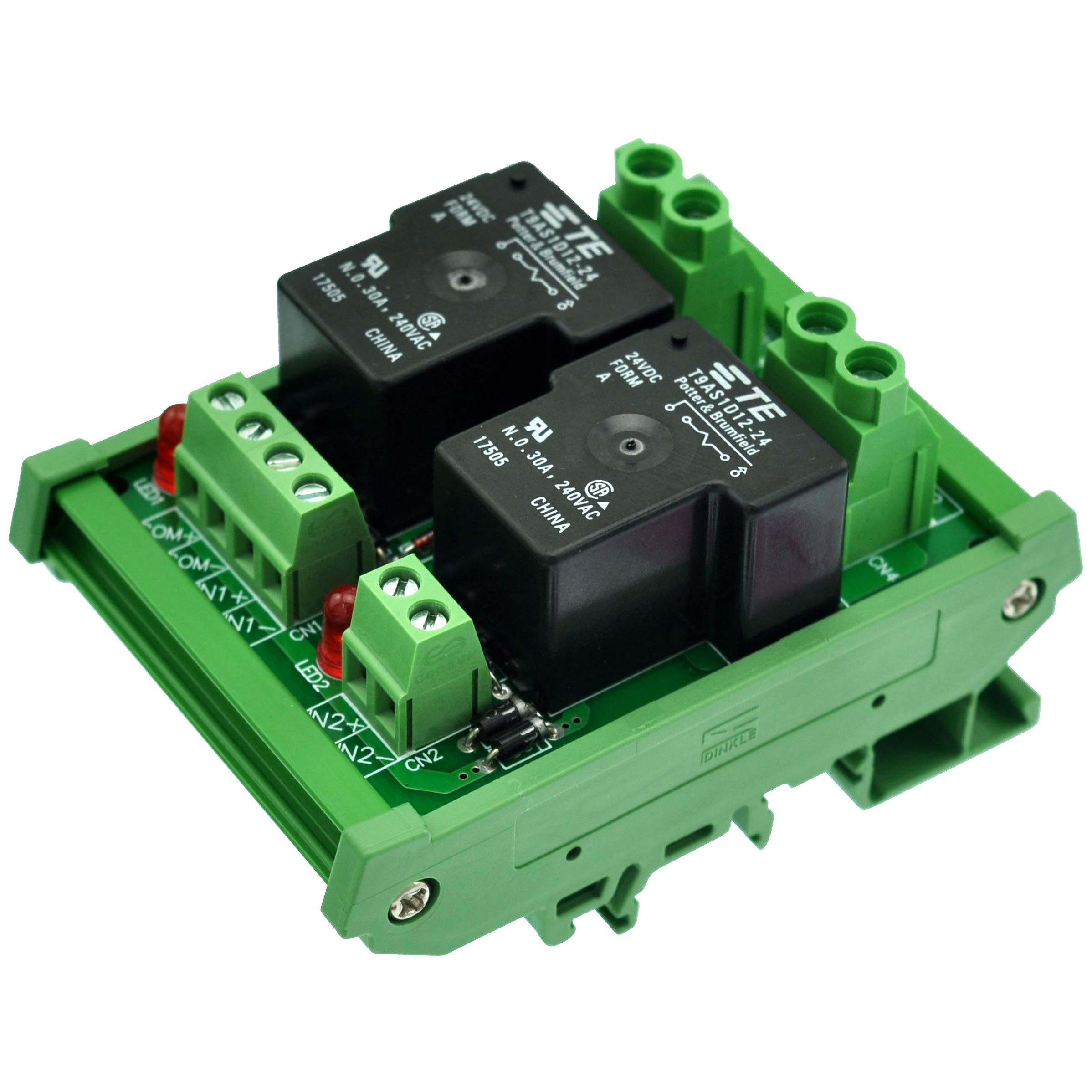 Snapklik.com : CZH-Labs DIN Rail Mount 24V Passive 2 SPST-NO 30Amp ...