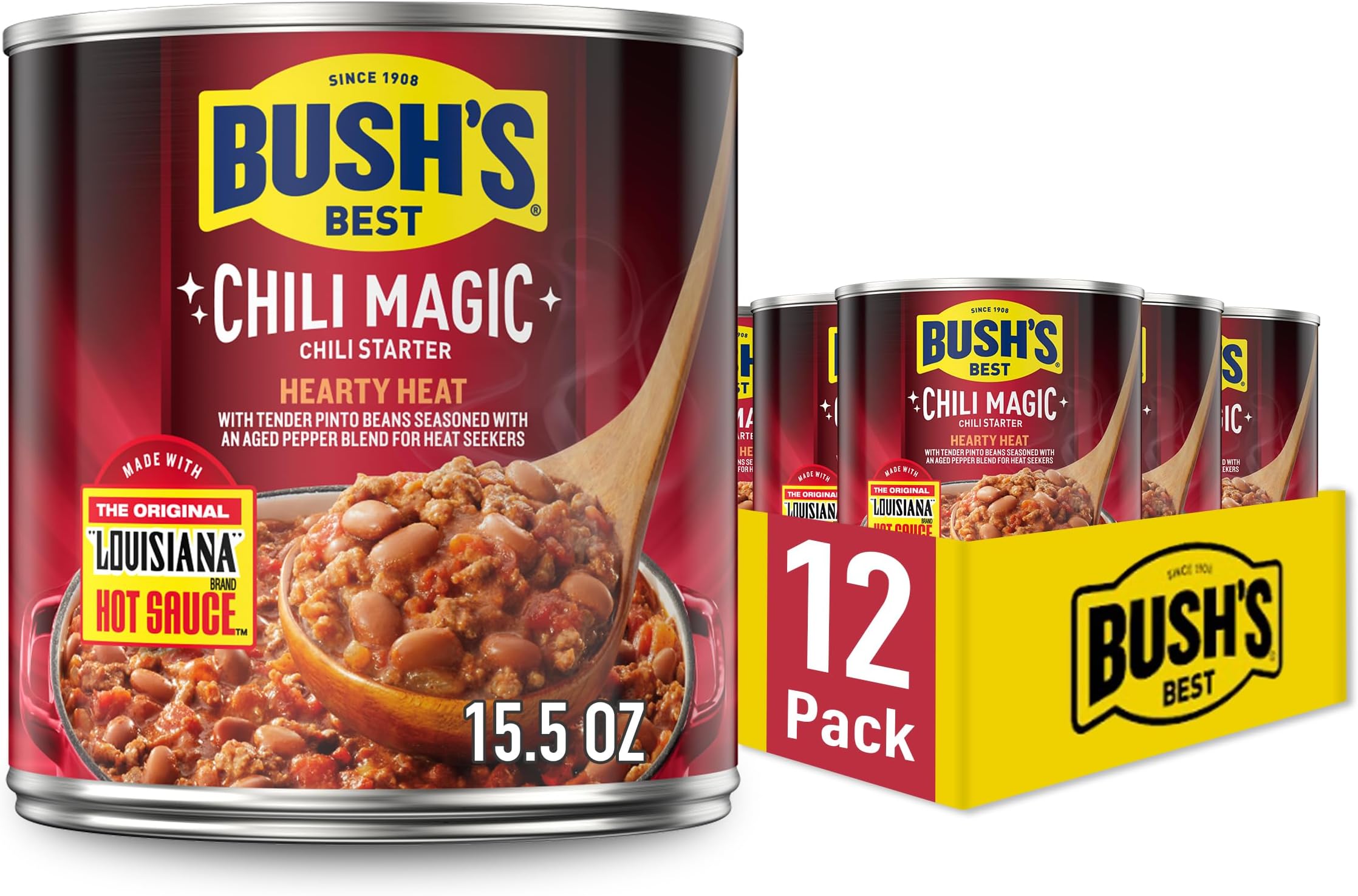 Amazon.com : BUSH'S BEST 15.5 oz Canned Chili Magic Chili Beans Hearty ...