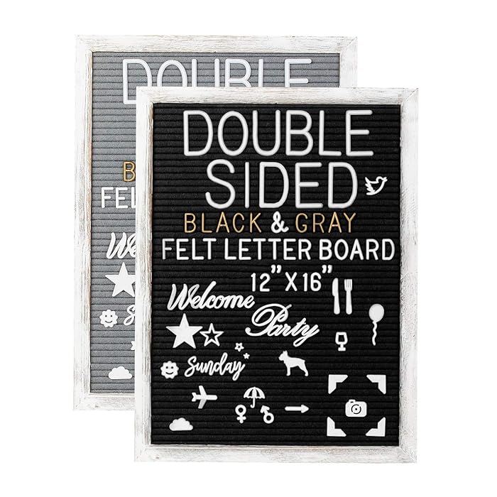 Buy G GAMIT Double Sided Felt Letter Board 12”x16”with White Rustic ...
