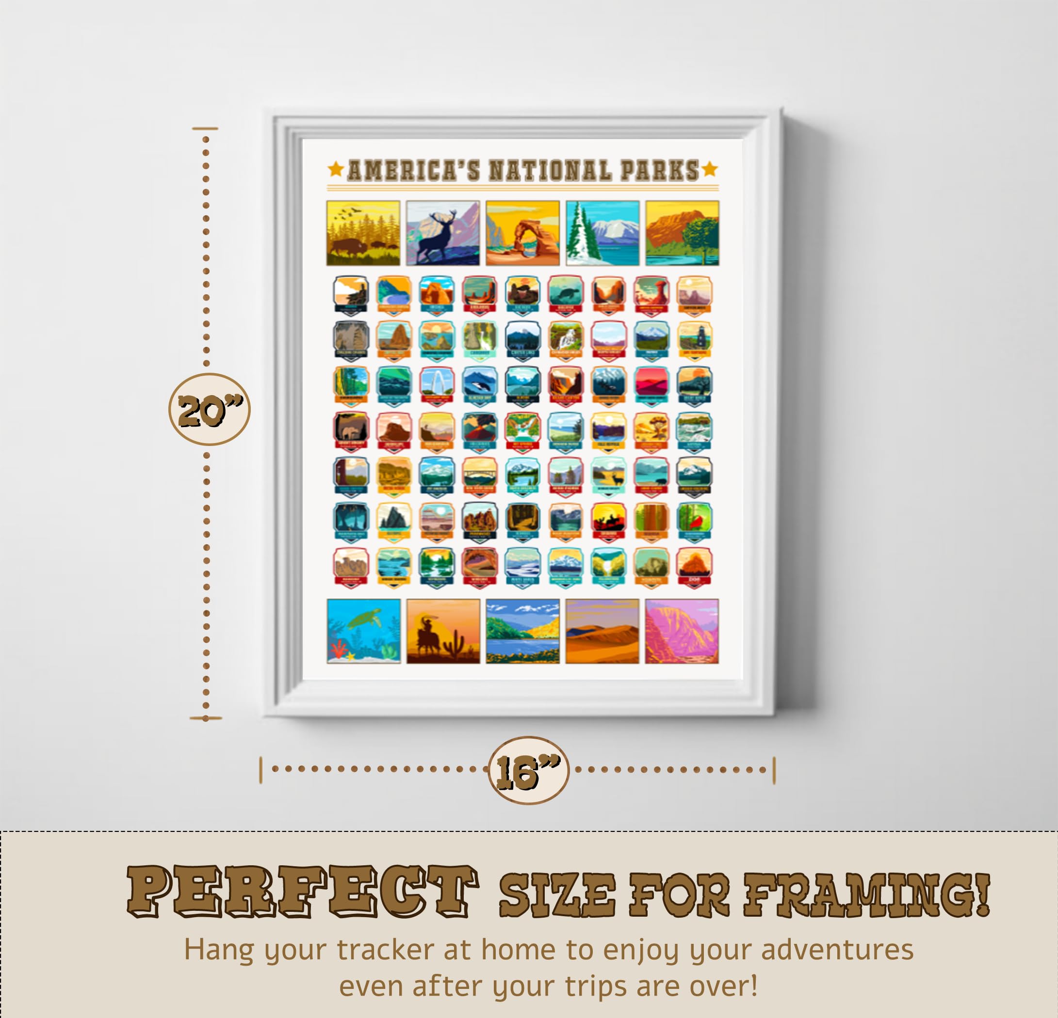 Snapklik.com : National Park Scratch Off Map 16x20 Inch - Hand-Drawn US ...