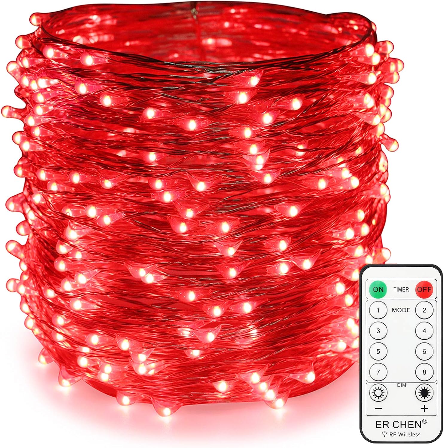 Amazon.com : ER CHEN Red Fairy Lights Plug in, 99ft 300 LED Starry ...