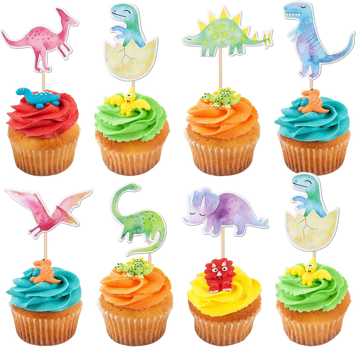 Amazon.com: 35 PCS Dinosaur Cupcake Toppers Dinosaur Cake Decorations ...