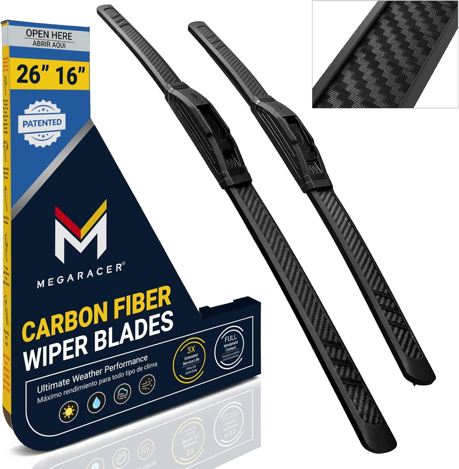 Amazon.com: Patented OEM Carbon Fiber Windshield Wipers Blades 26"+16" | Toyota RAV4 2013-2025 ...