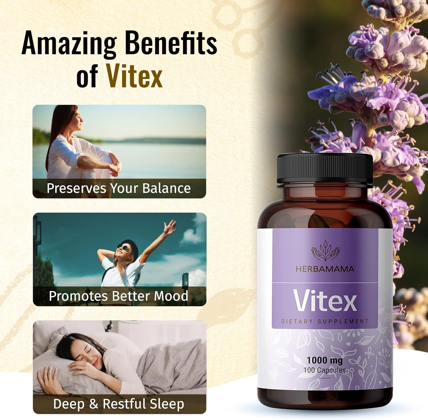 Organic Vitex Chasteberry Pills for Women - Vegan Supplement, 1000mg ...