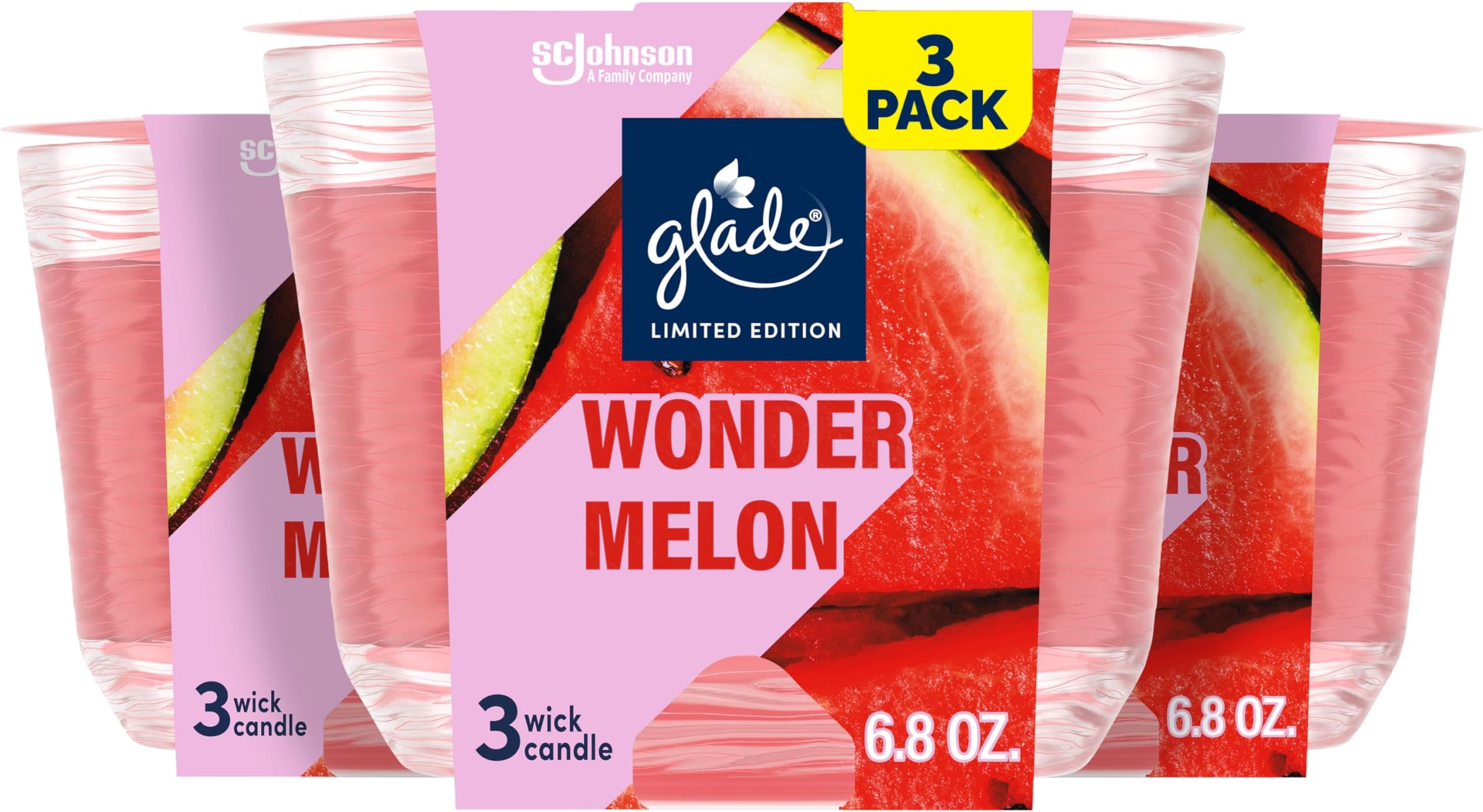 Amazon.com: Glade 3-Wick Scented Candle Jar, Wonder Melon, Air ...