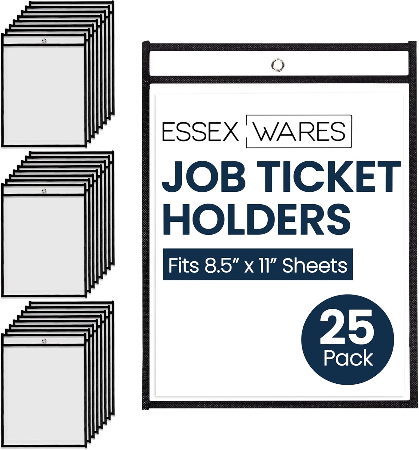 Amazon.com : Essex Wares - 25 Pack, Black, Job Ticket Holders, 10" Wide ...