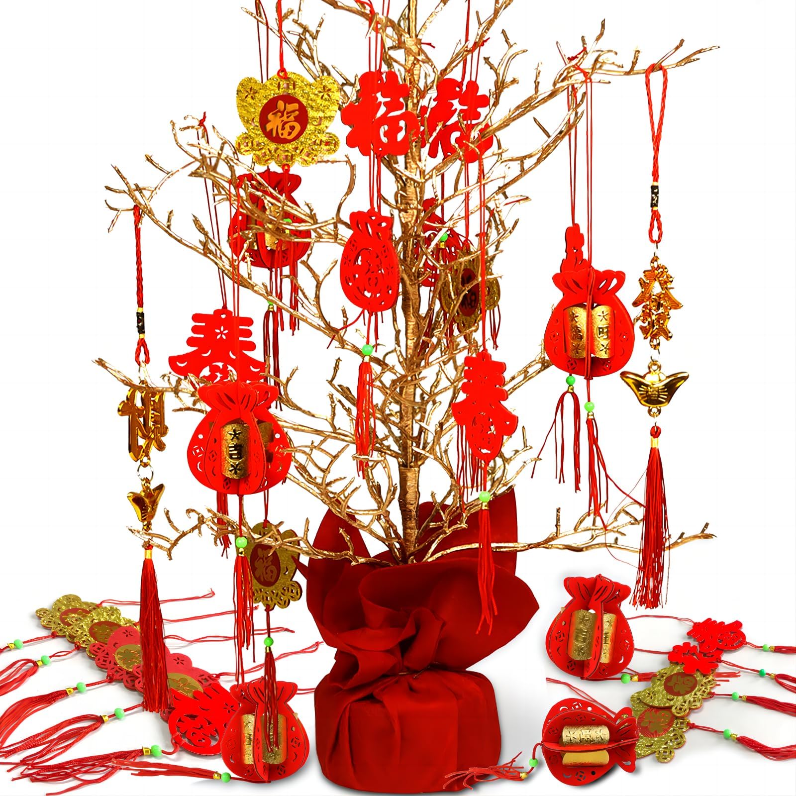 Amazon.com: 60 Pieces Chinese New Year Decorations Chinese Knot Pendant ...