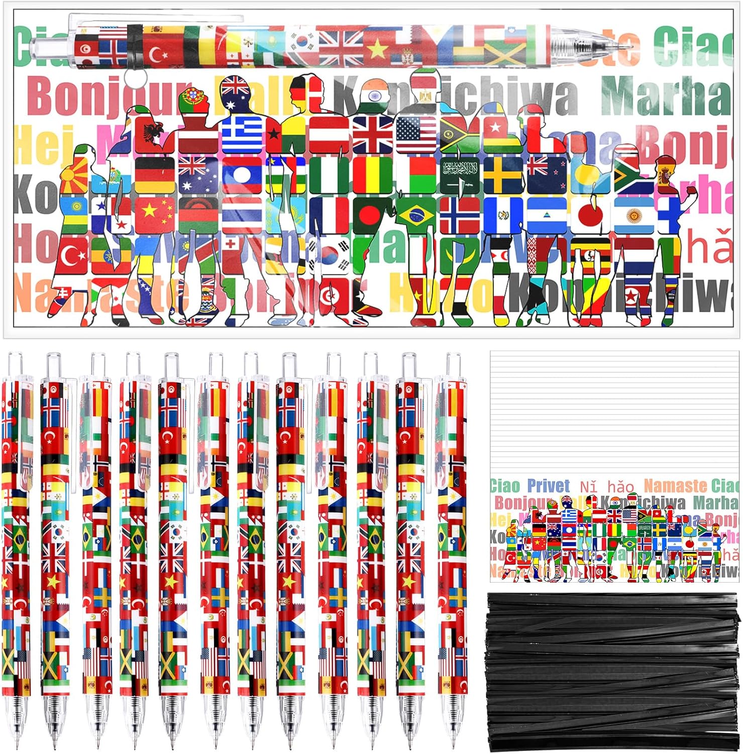 Amazon.com : Sinload 40 Sets International Flag Party Favors Pens ...