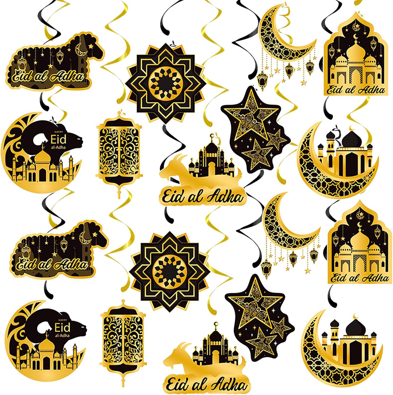Ramadan-Islamic Party-Decorations Black-Gold Banner Chile | Ubuy