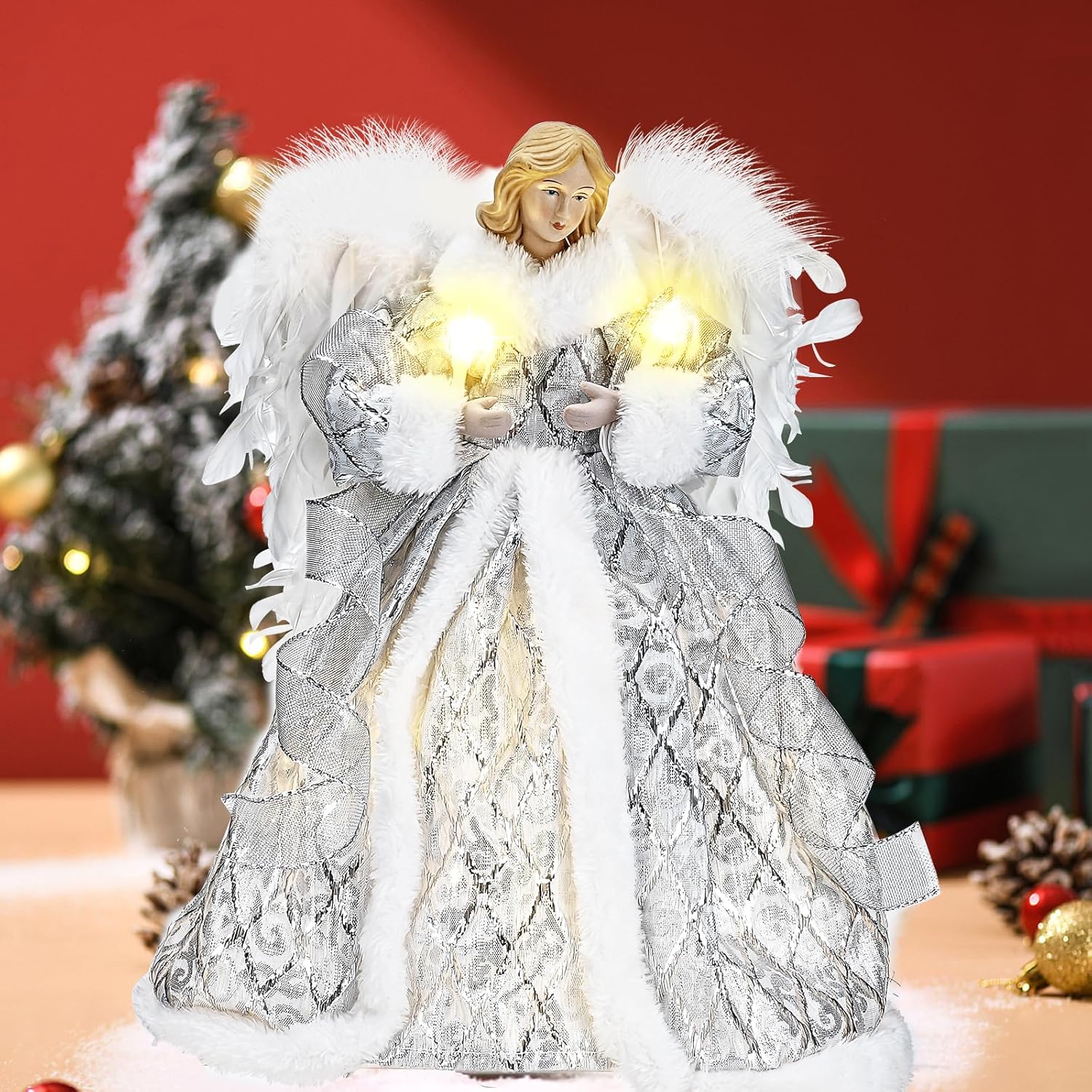 Amazon.com: Angel Christmas Tree Topper, 12Inch Angel Tree Topper with ...