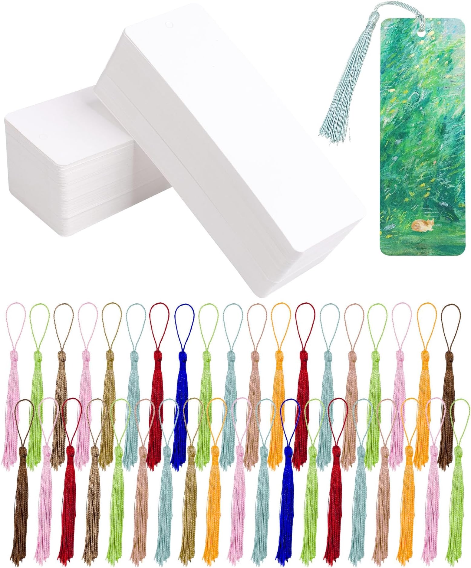 Amazon.com: DSYIL 250 Set Paper Blank Bookmarks with Colorful Tassels ...