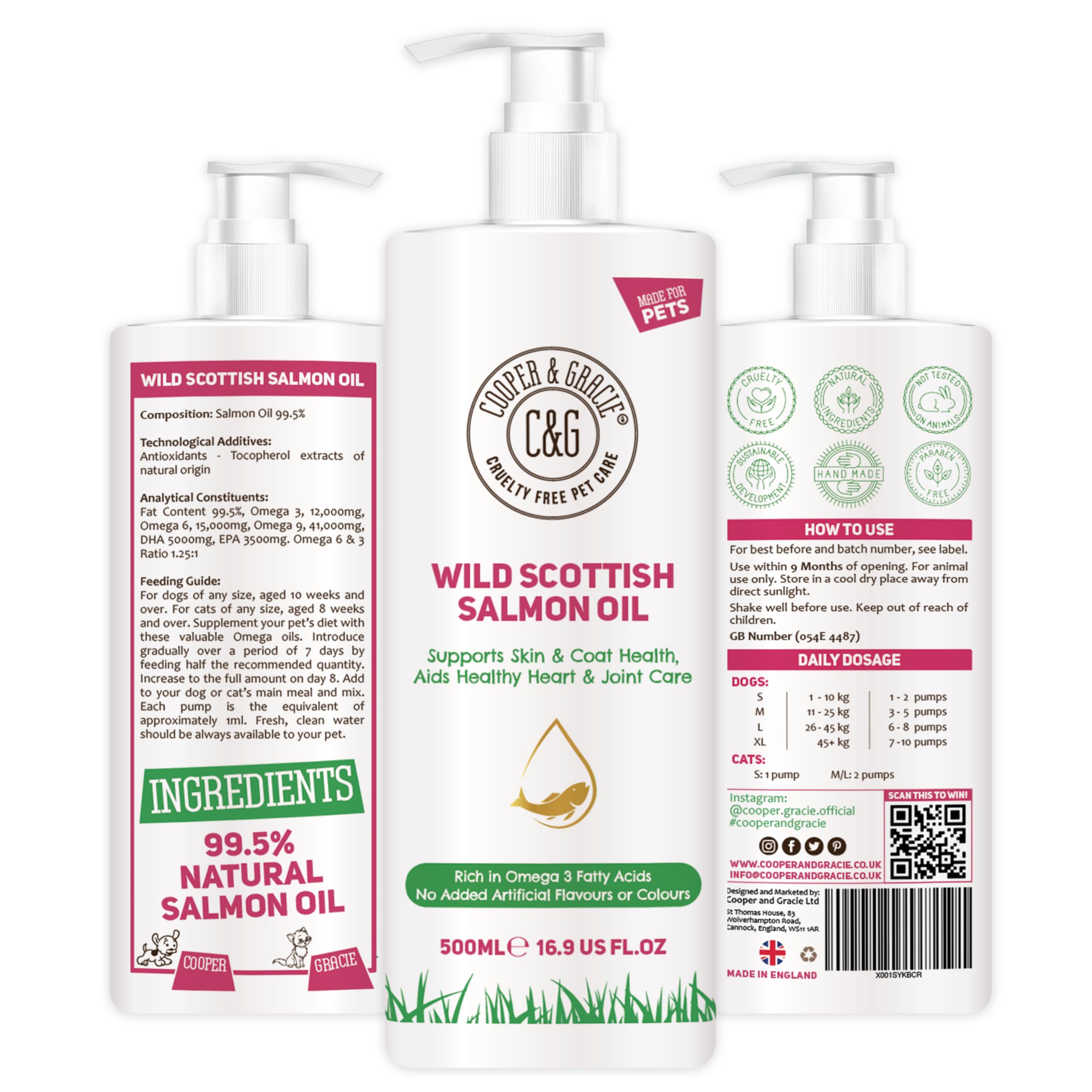Wild Scottish Salmon Oil for Dogs, Puppy, Cats & Pets | Natural Omega-3 ...