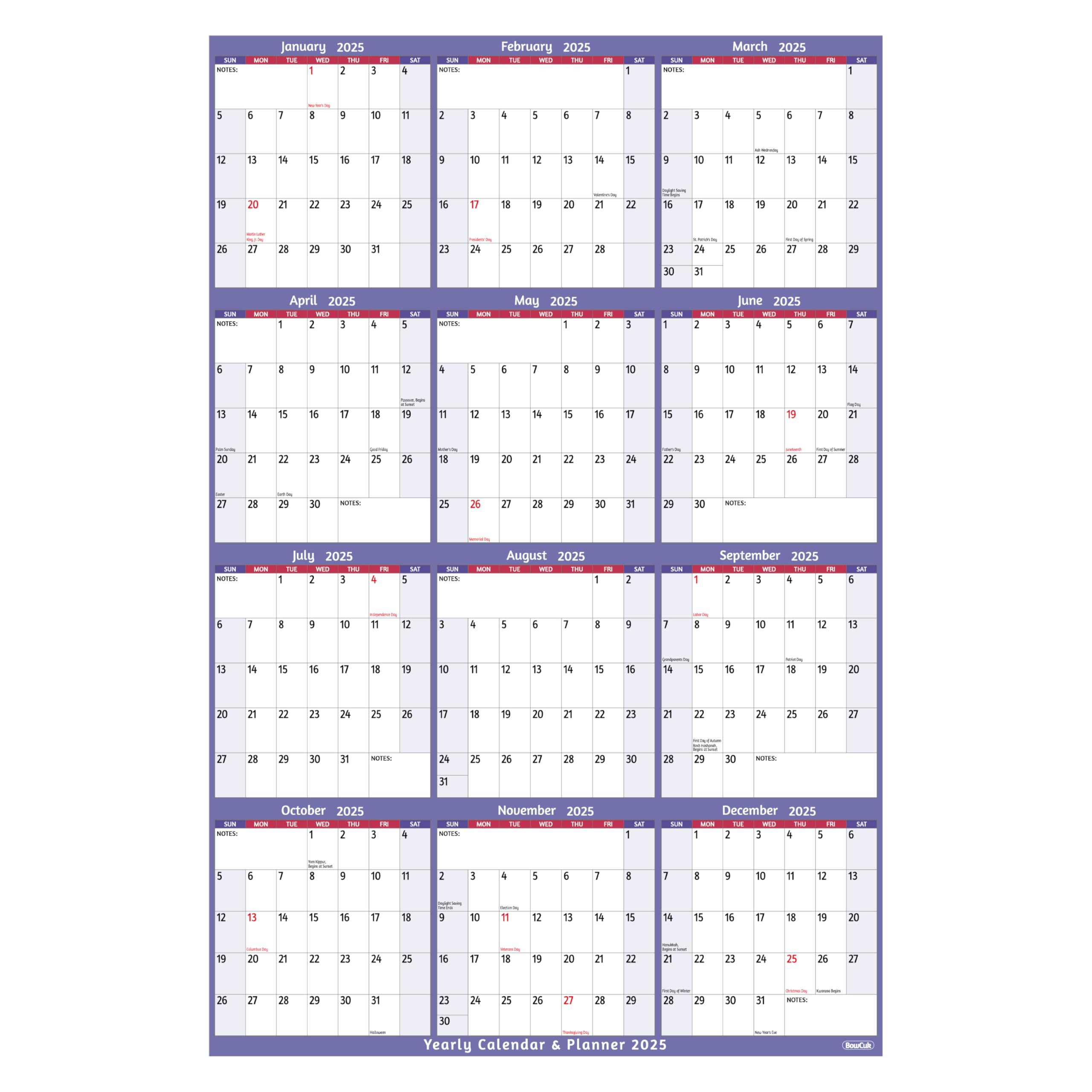 2025 Yearly Wall Calendar Large Yearly Calendar 2025 Jan 2025 ...