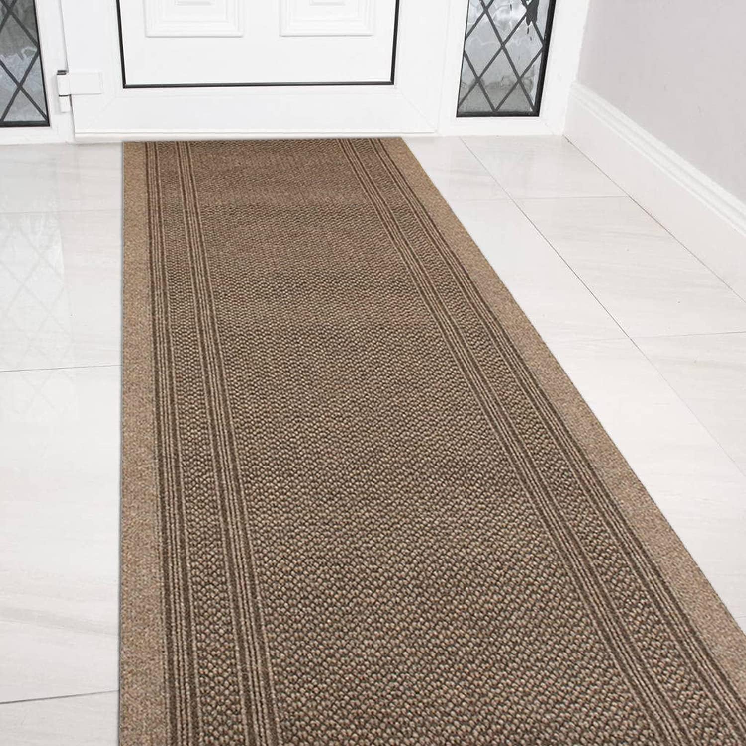The Rug House Brown Rubber Backed Very Long Hallway Hall Runner Narrow ...