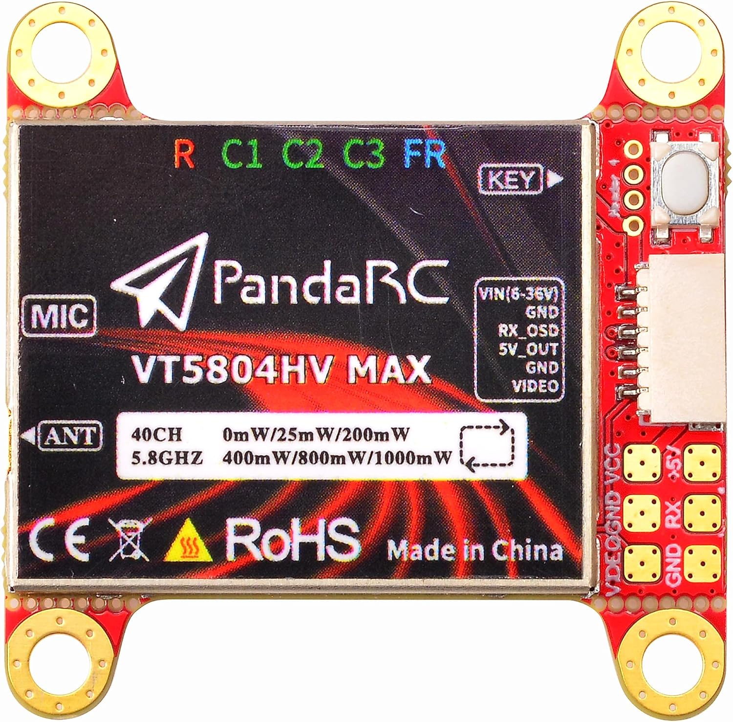 Amazon.com: PandaRC VT5804HV MAX 5.8GHz FPV VTX 0mW/25mW/200mW/400mW/800mW/1000mW switchable ...